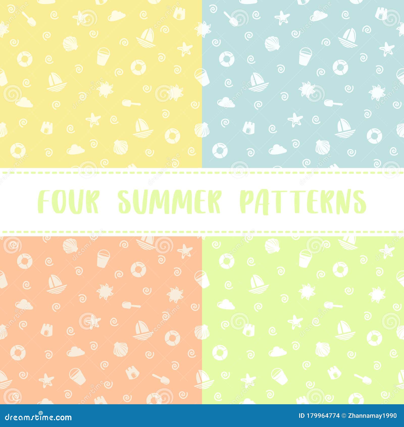 Collection of Vector Seamless Summer Patterns Stock Vector - Illustration of holidays, icon ...