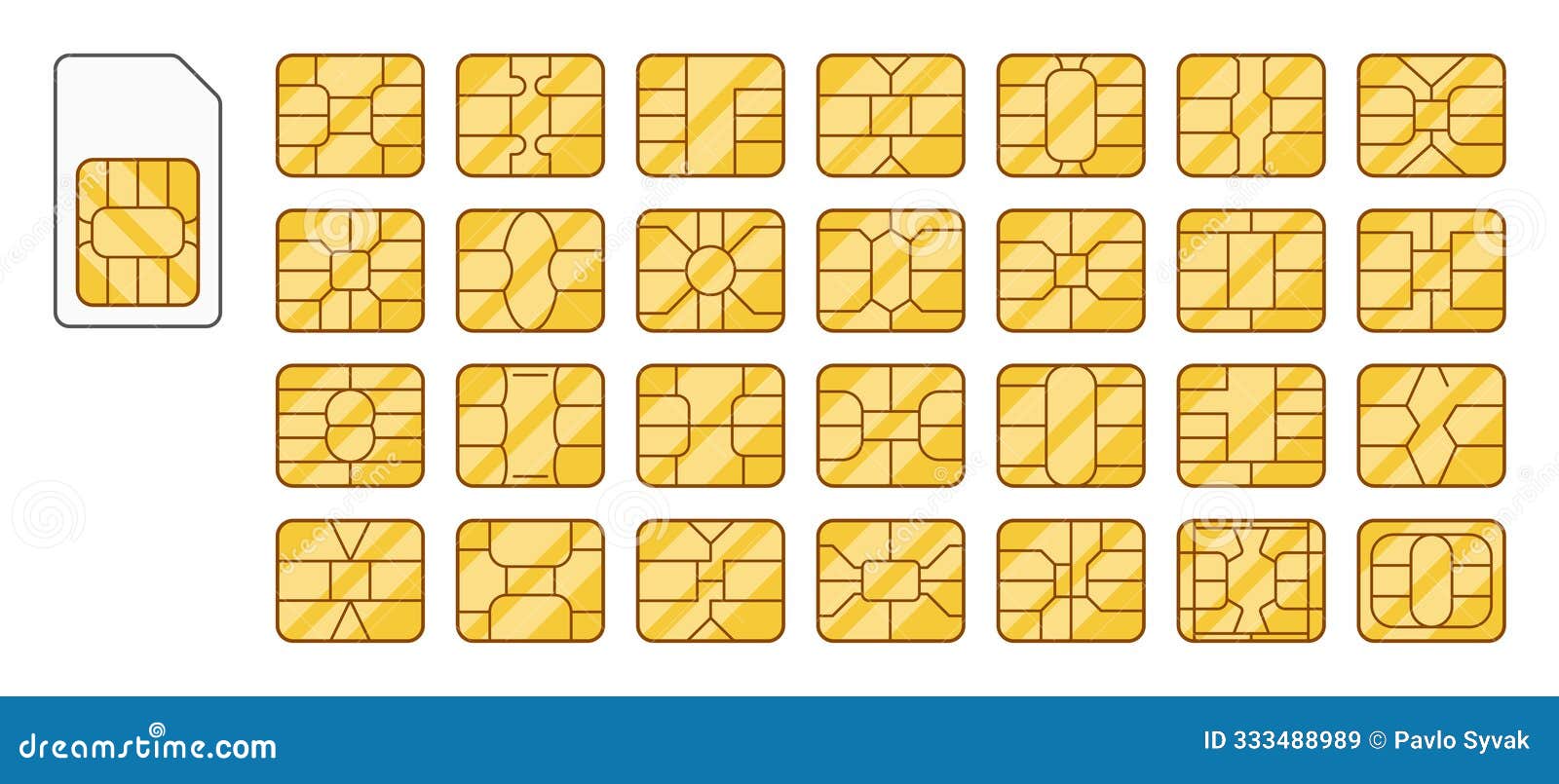 Collection of Vector Sim Card, Featuring Unique Patterns, All Arranged ...