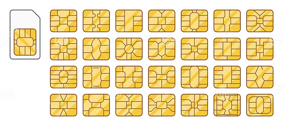Collection of Vector Sim Card, Featuring Unique Patterns, All Arranged ...