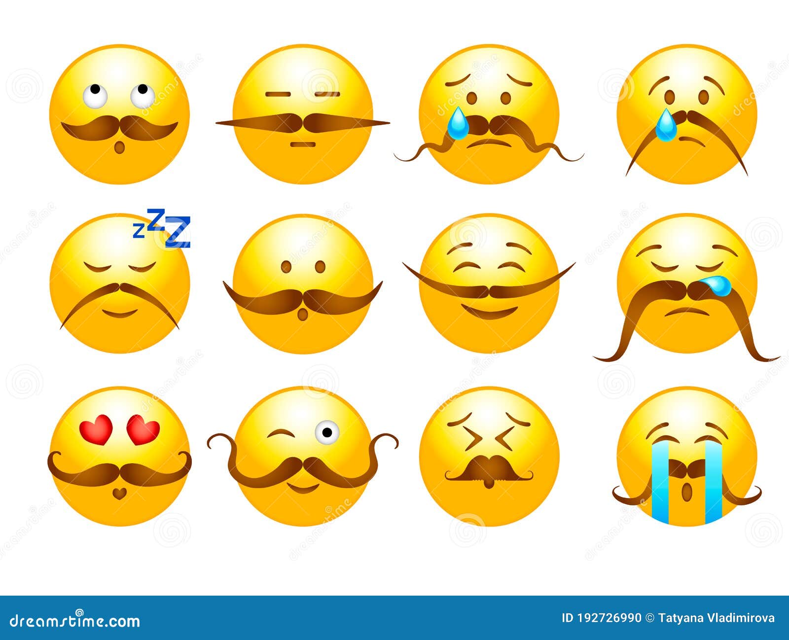 Collection of Vector Smileys with Mustaches. Stock Vector ...