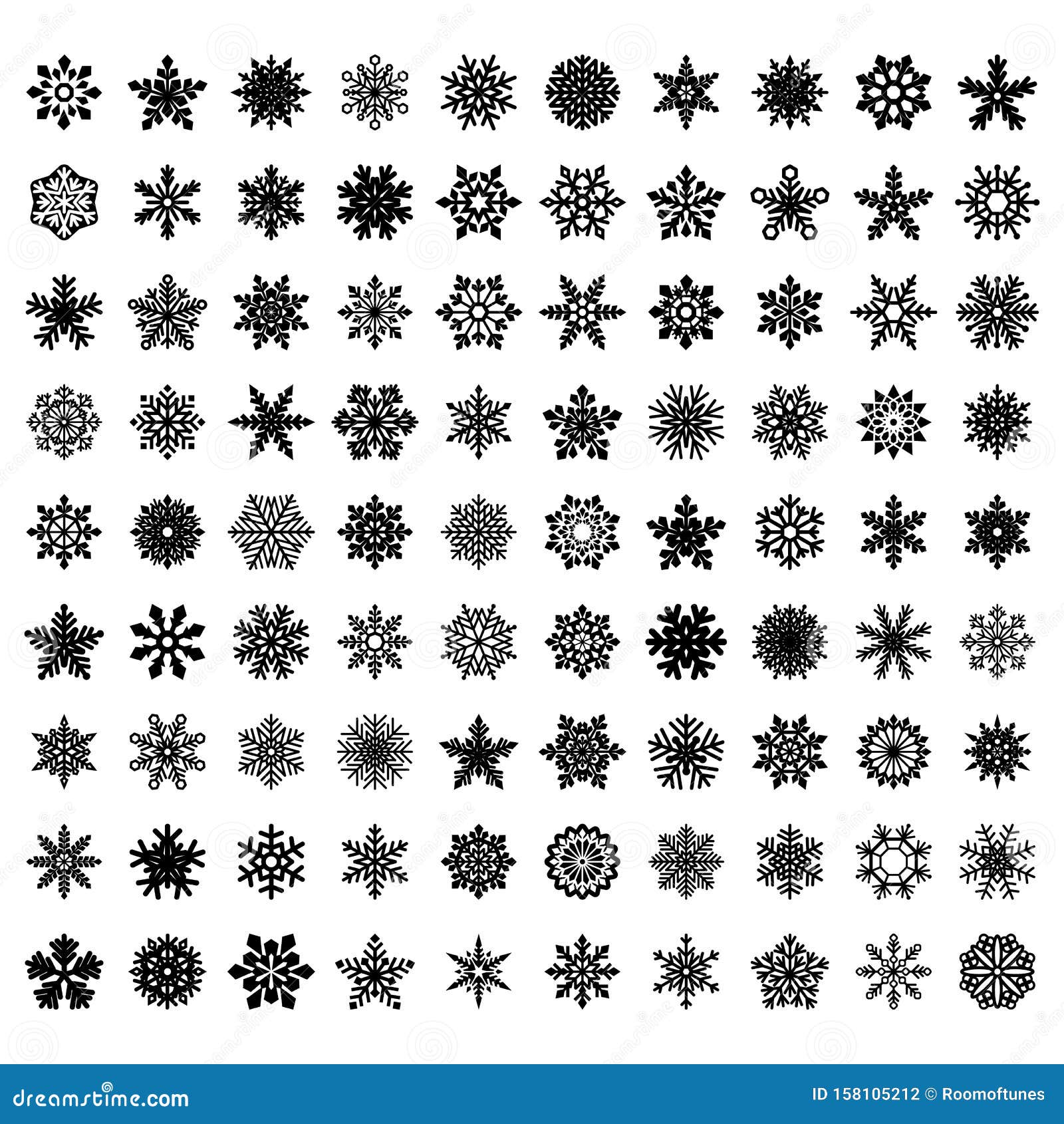 Collection of Vector Snowflakes on White Background Stock Vector ...