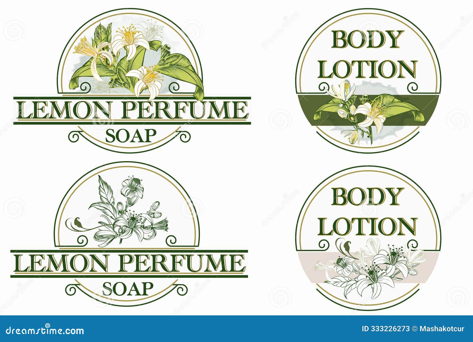Collection of Vector Soap Labels with Lemon Flowers for Design Stock ...