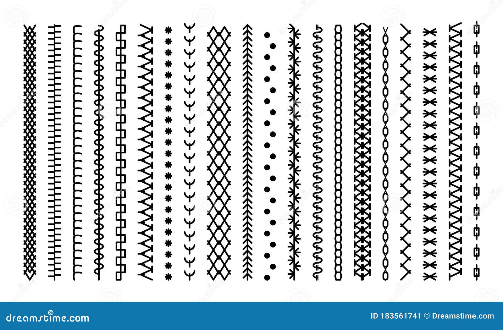 Collection Stitch Patterns. Stock Vector - Illustration of material ...