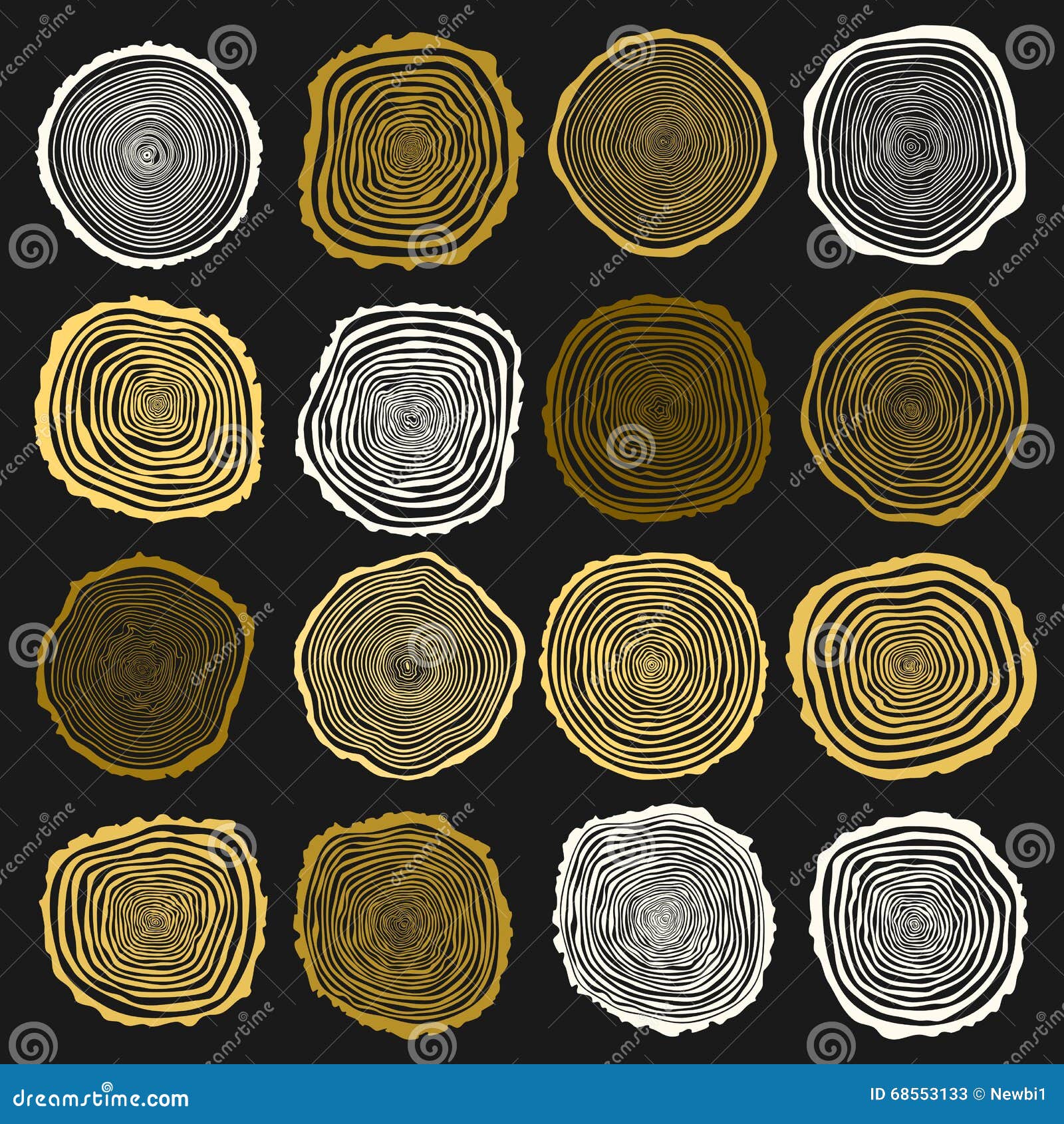 Collection of Vector Tree Rings Background Stock Vector - Illustration ...