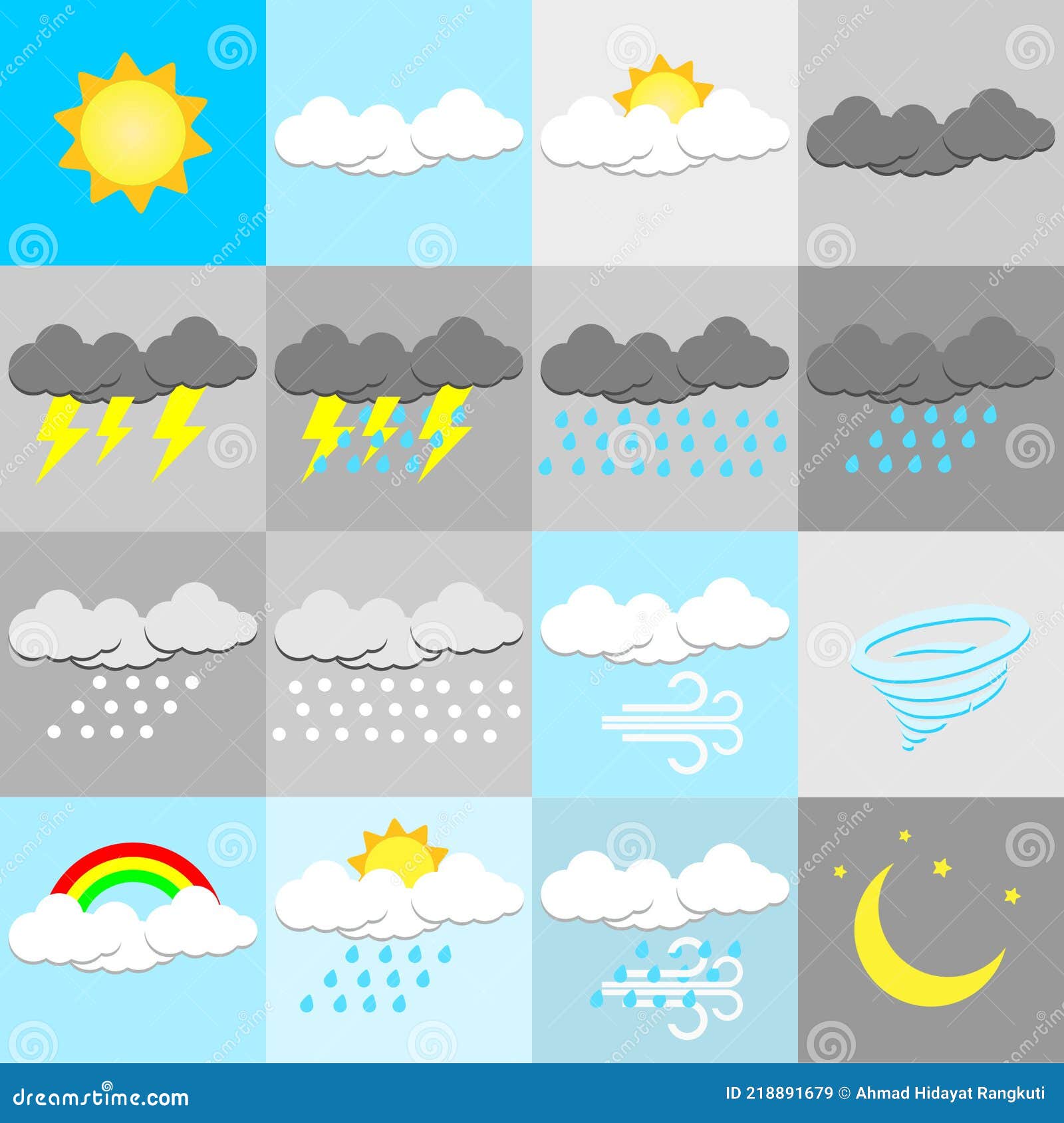 Collection of 16 Vector Types of Weather Stock Vector - Illustration of ...