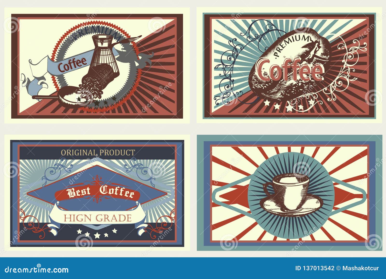 Collection of Vector Vintage Coffee Labels for Design Stock Vector ...
