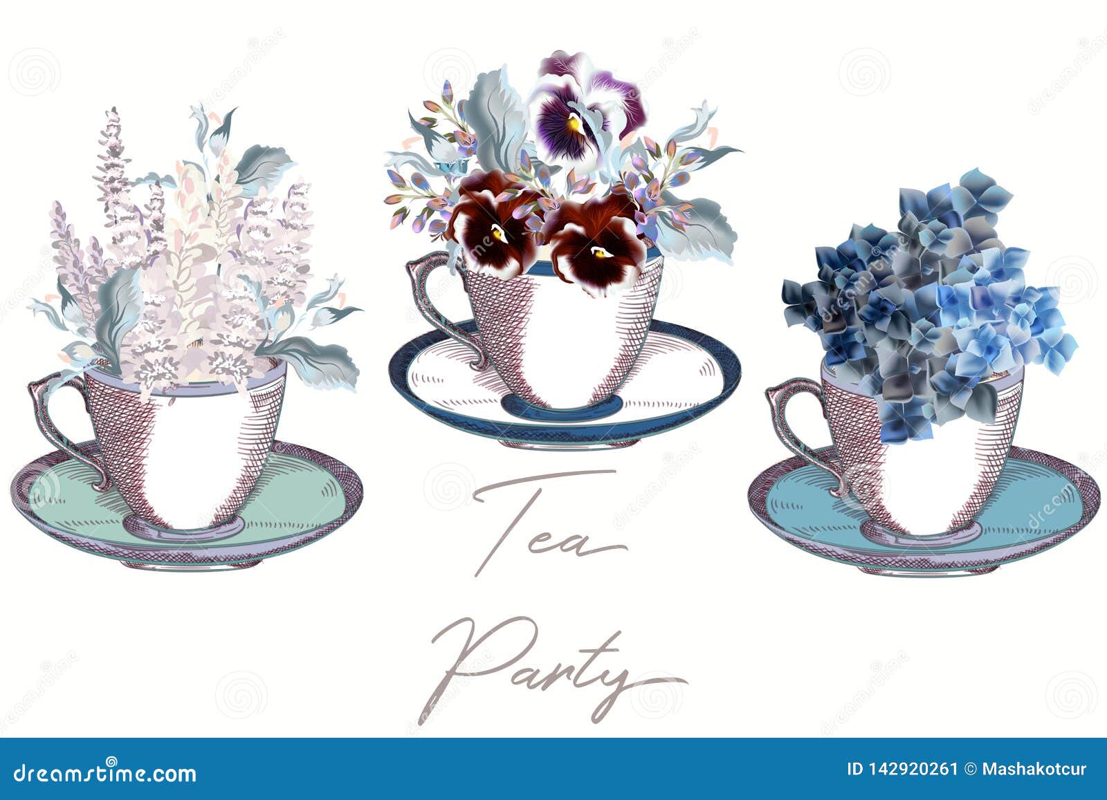 Collection of Vector Vintage Cups for Design Stock Vector ...