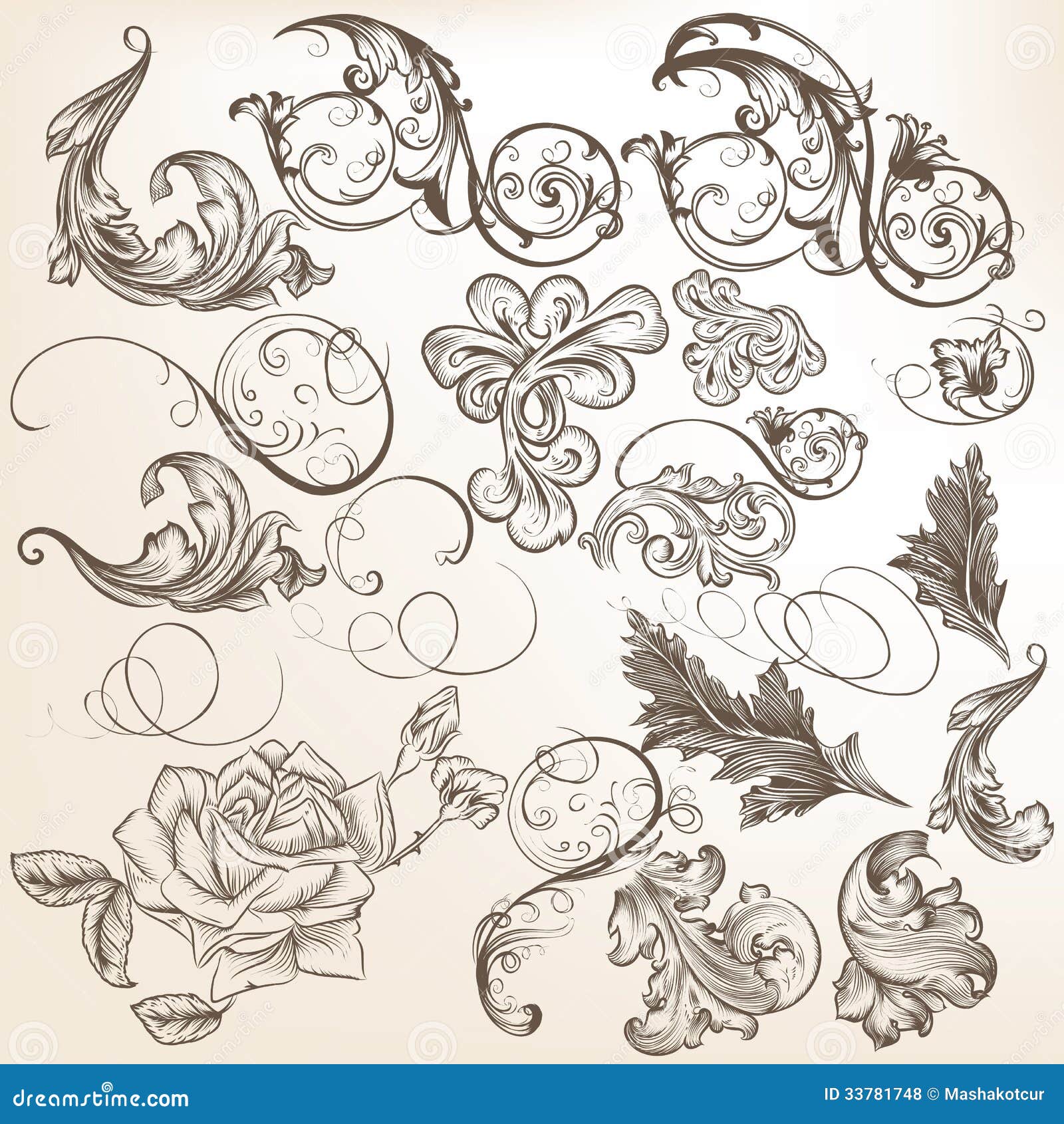 Collection of Vector Vintage Decorative Swirls for Design Stock Vector ...