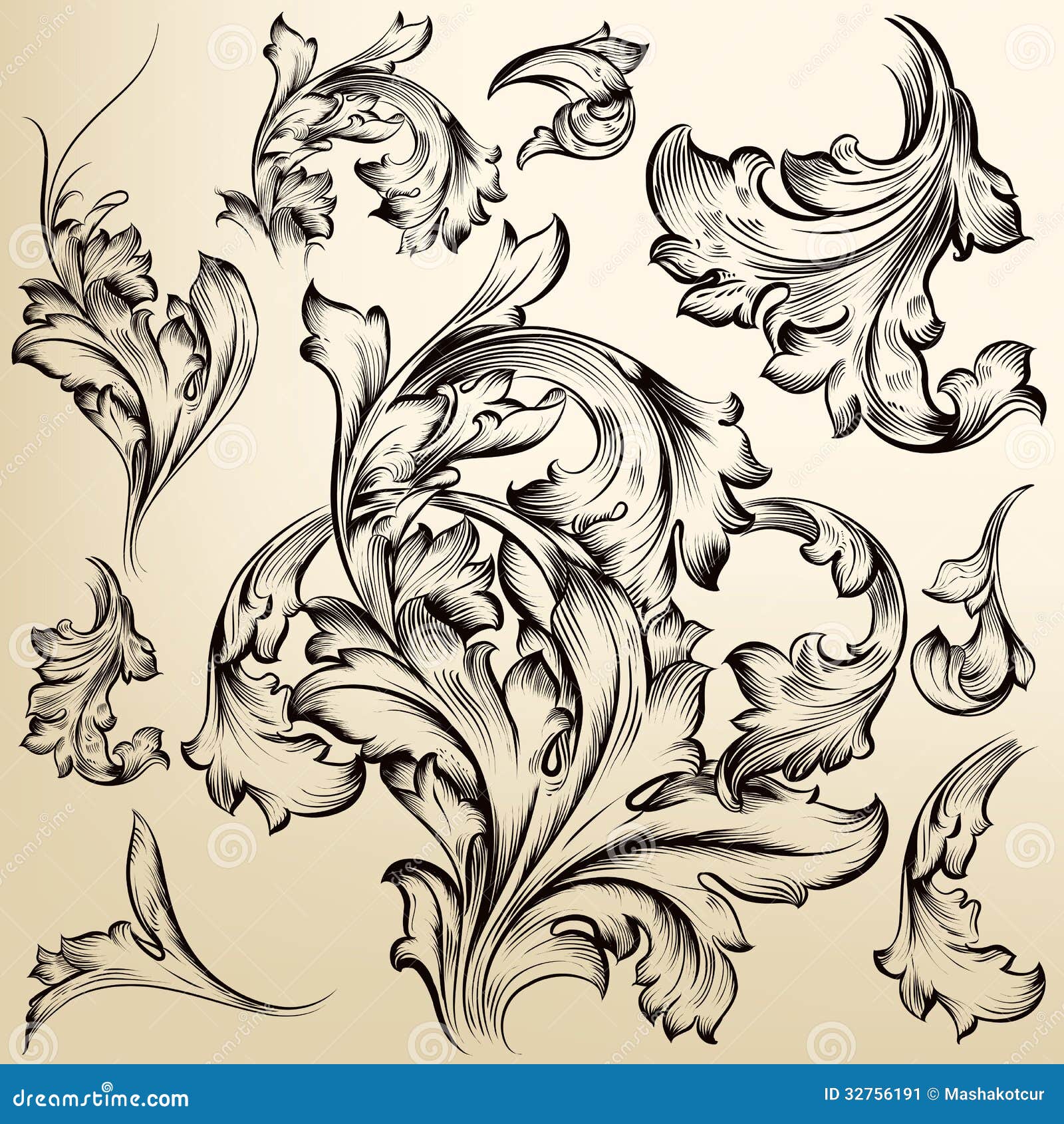 Collection of Vector Vintage Swirls for Design Stock Vector ...