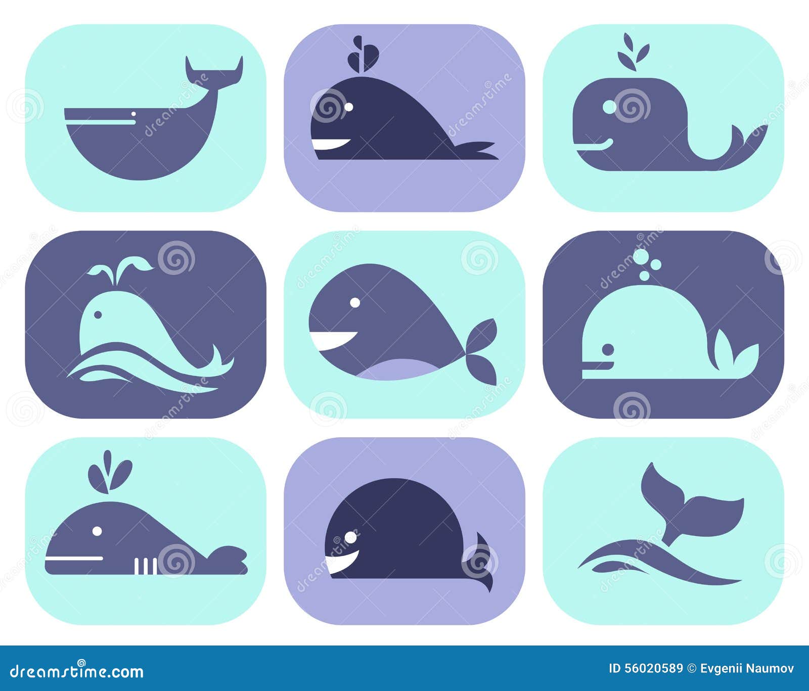 Collection of Vector Whale Icons Stock Vector - Illustration of doodle ...