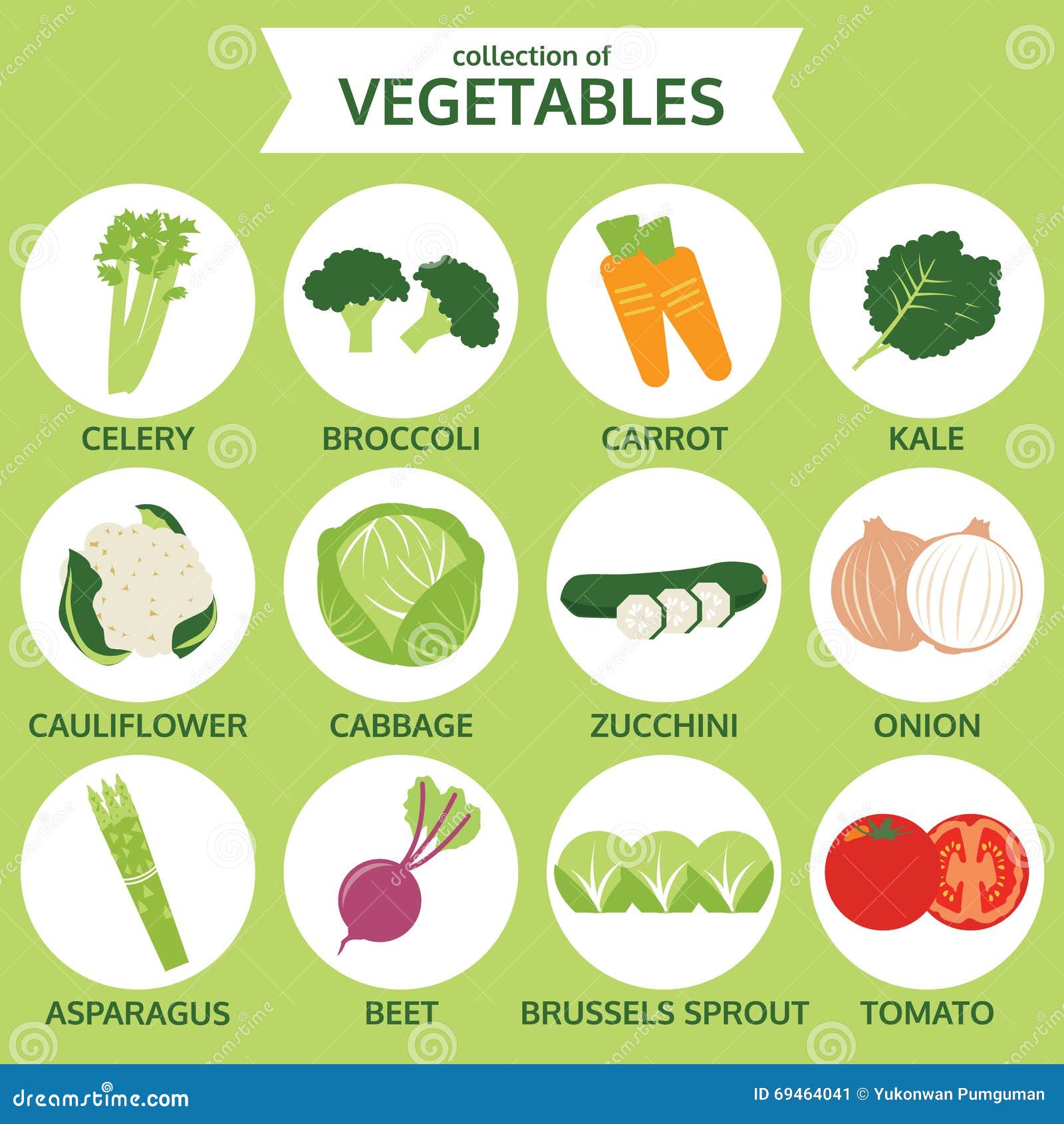 Collection of Vegetables, Food Vector Illustration, Icon Set Stock ...
