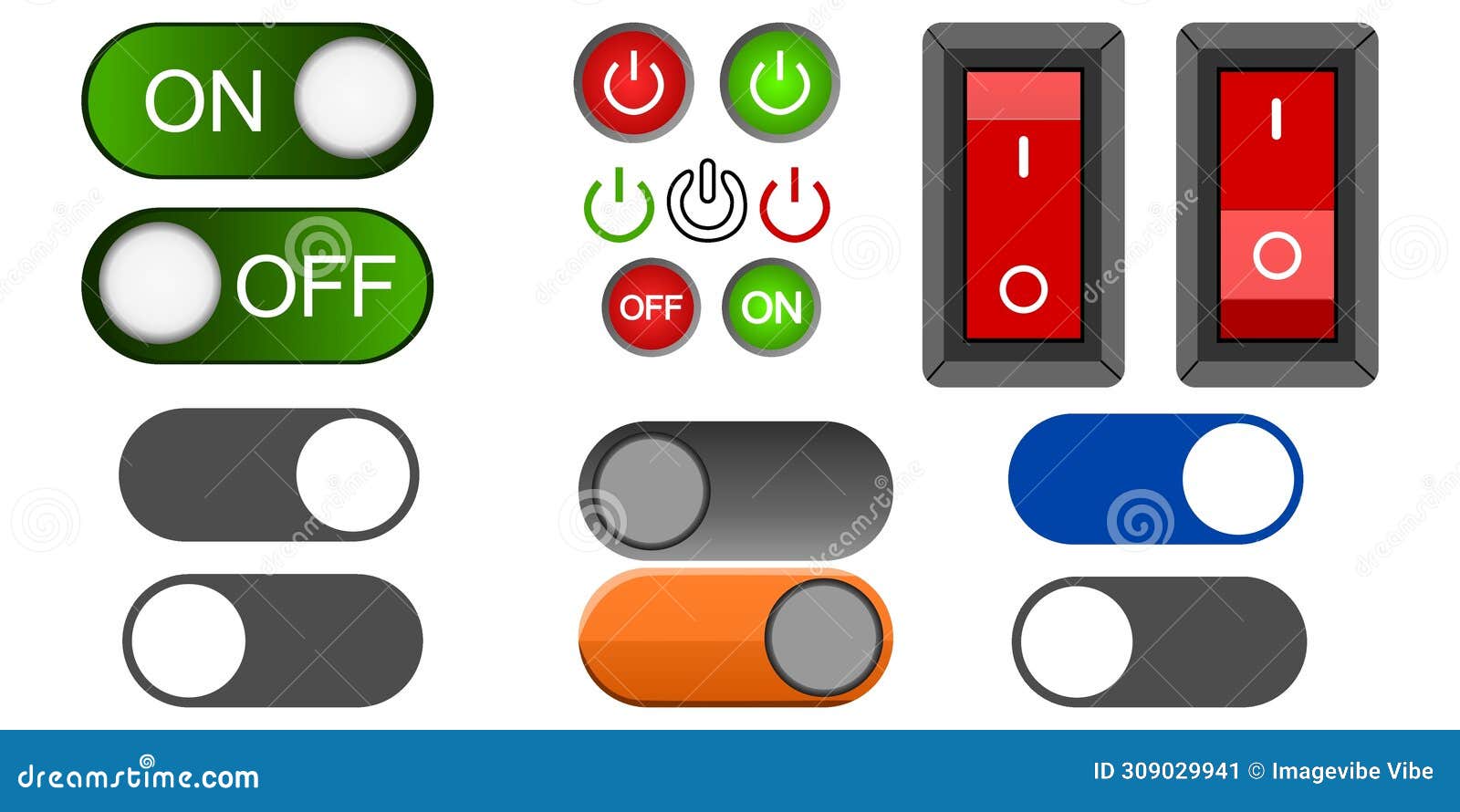 On Off Icons Power Icons and Switch Icon Isolated Vector Illustrations ...