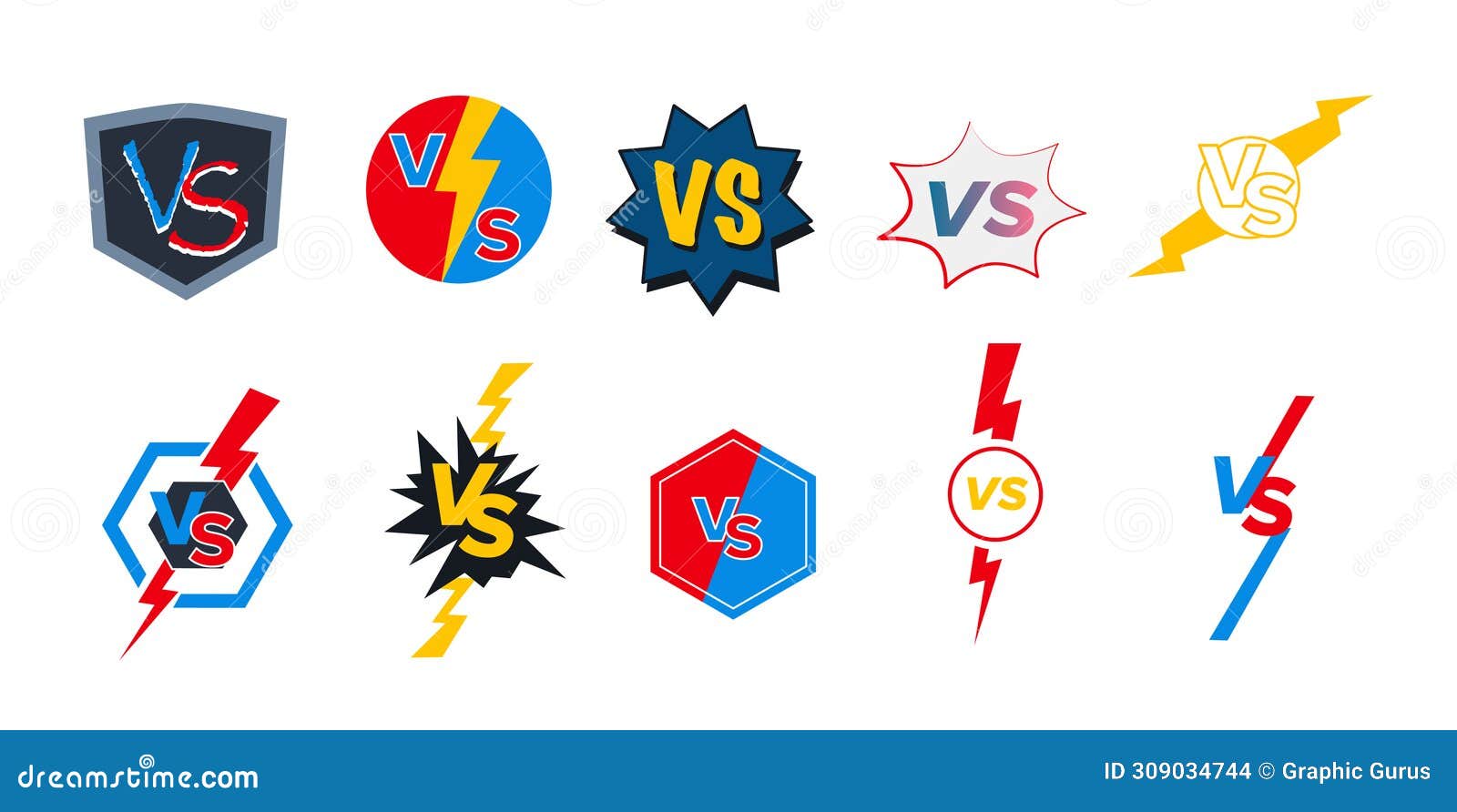 Collection of Versus Battle Icons Set. Vector Illustration Stock Vector ...
