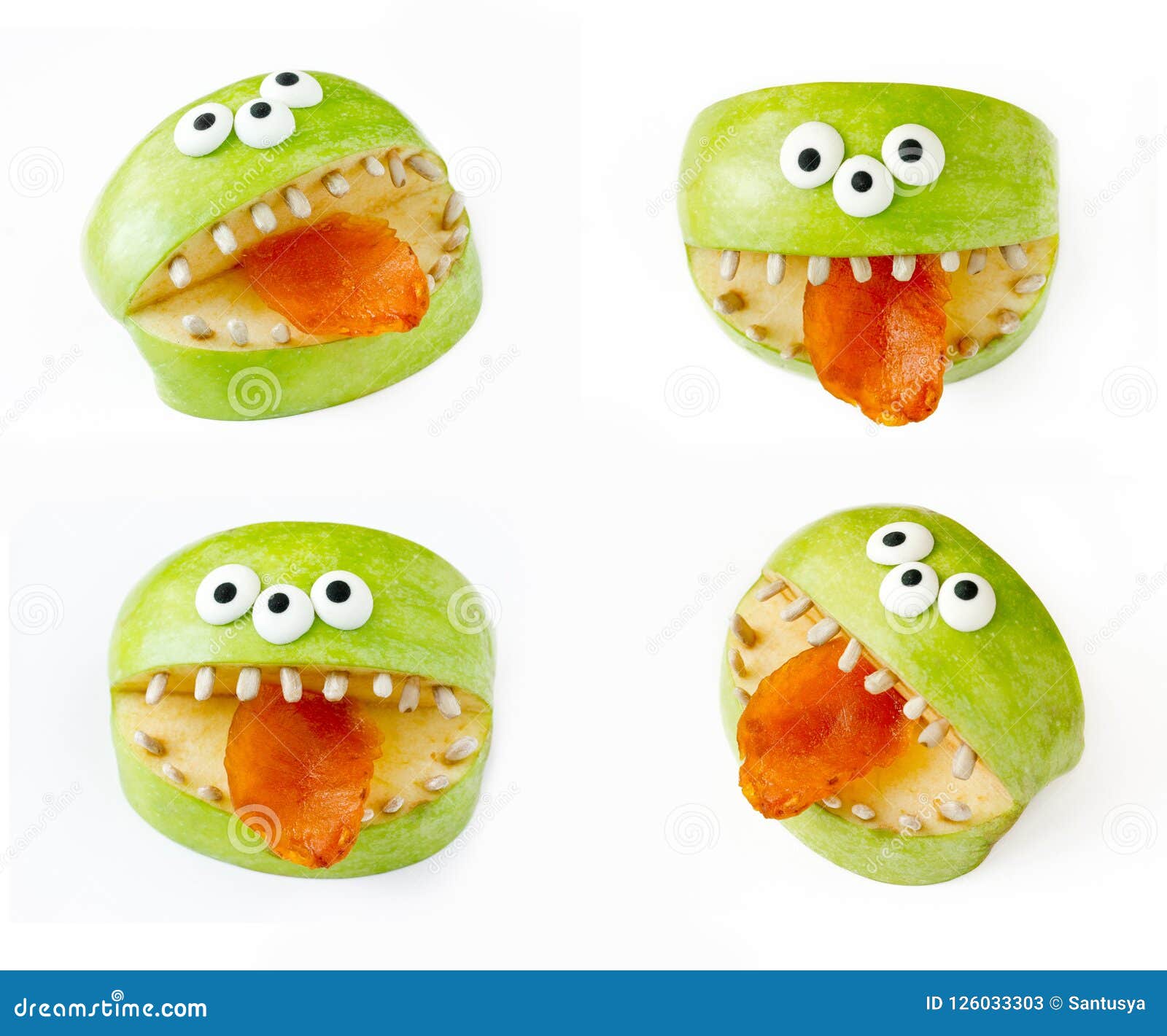 Collection Verte De Monstre De Pomme D'isolement Image stock - Image du ...