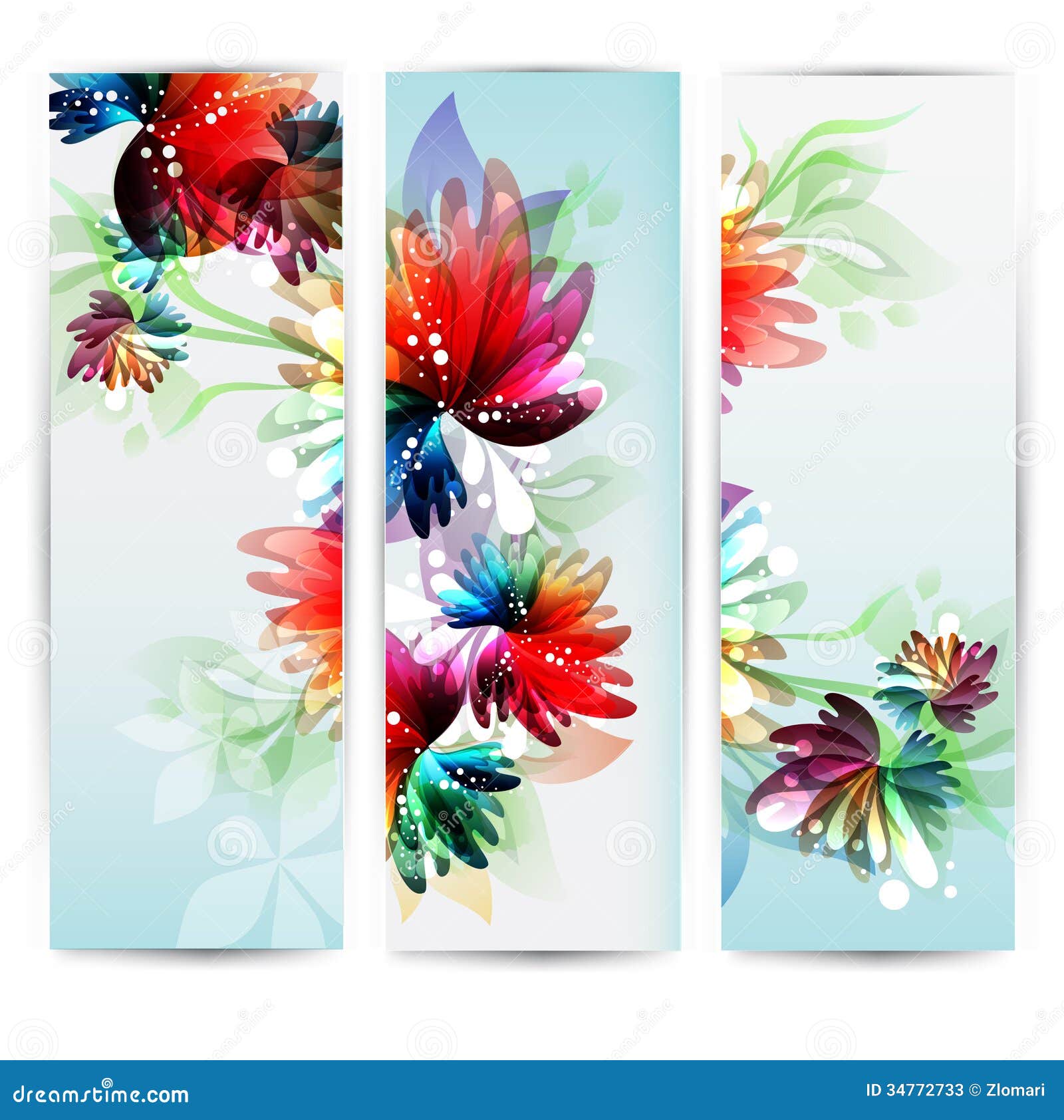 Collection Vertical Flower Headers Stock Vector - Illustration of ...