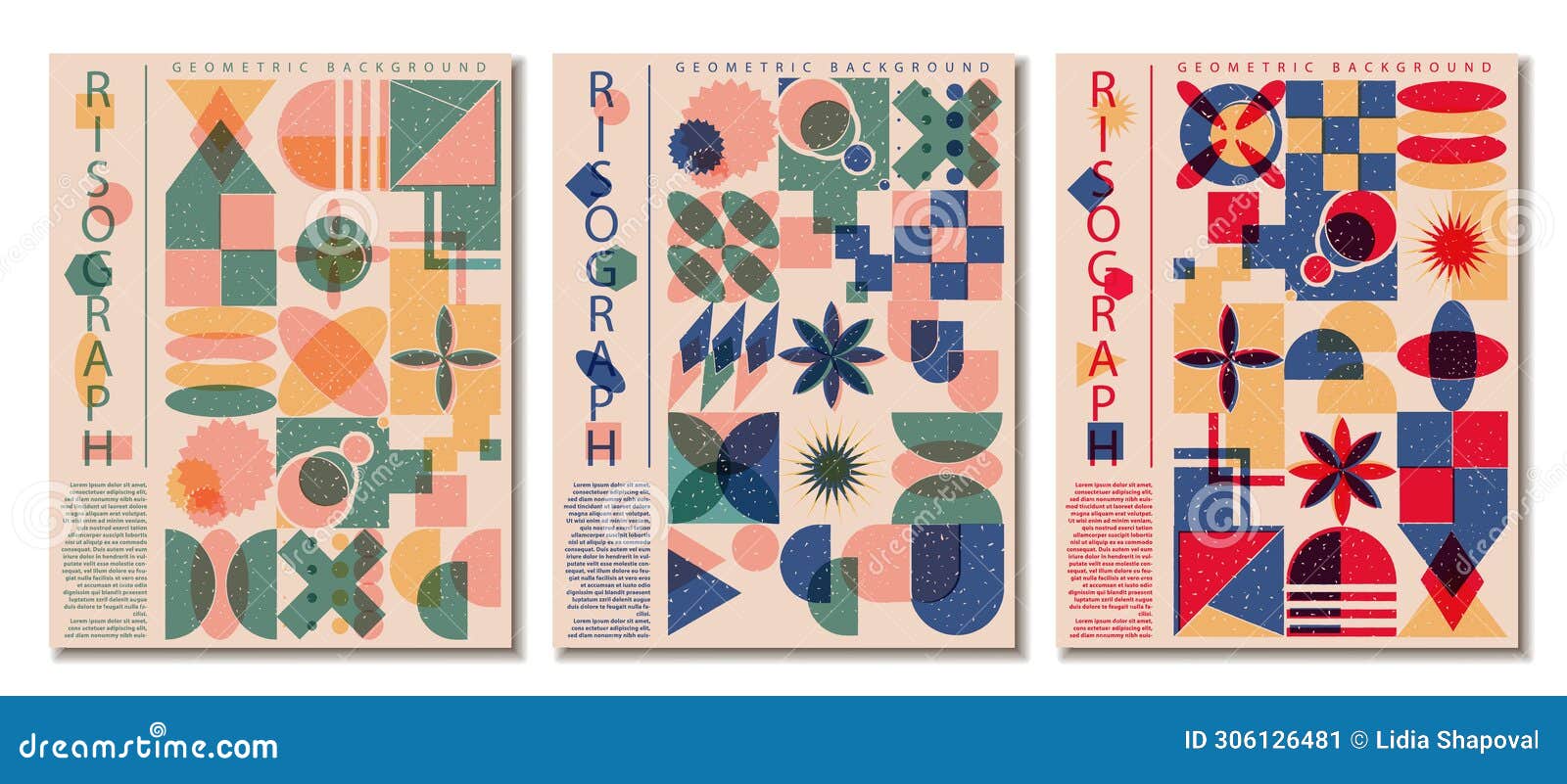 Collection of Vertical Poster with Riso Print Effect Stock Vector ...