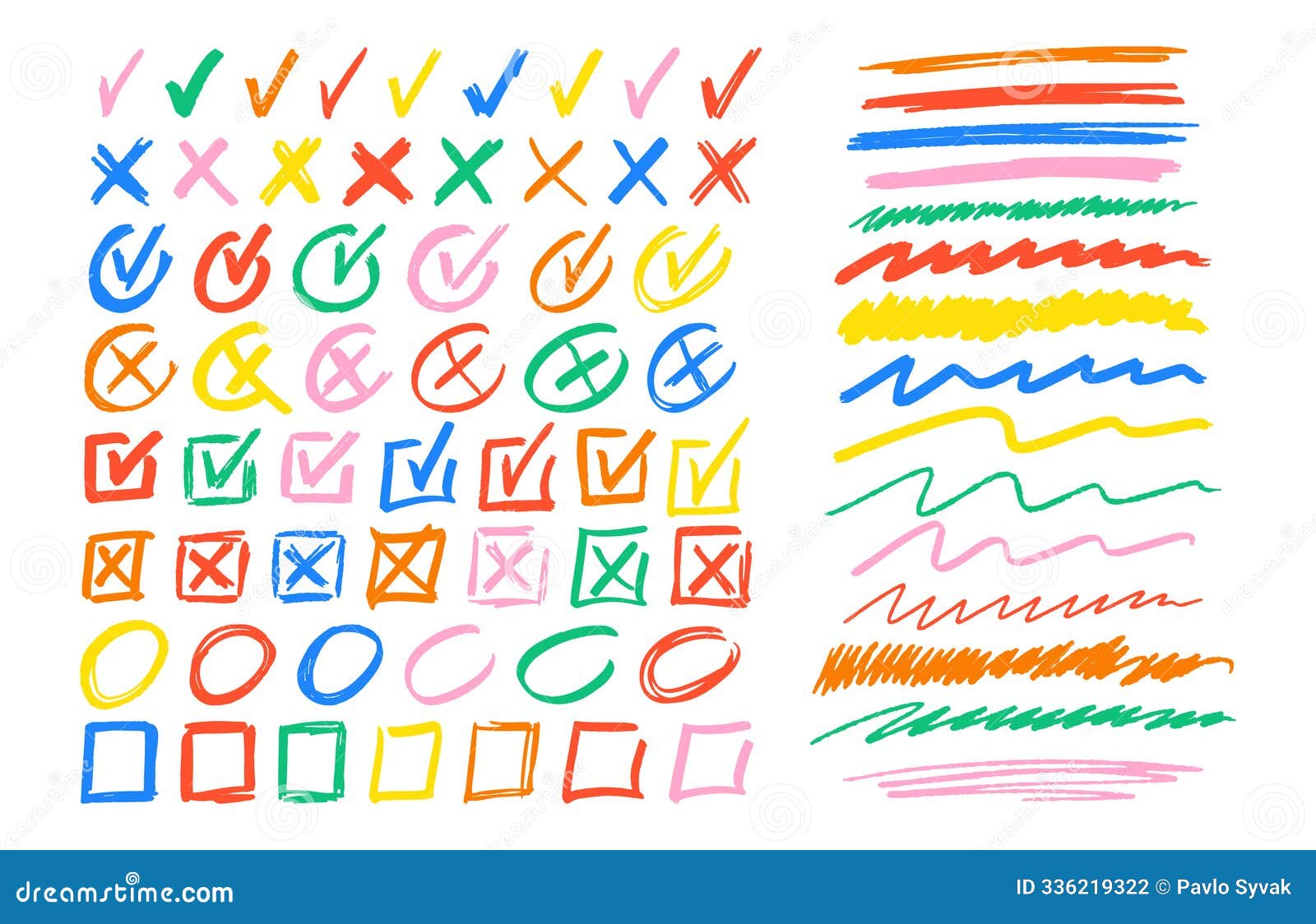 Collection of Vibrant Hand-drawn Elements, Markers or Manuscript ...