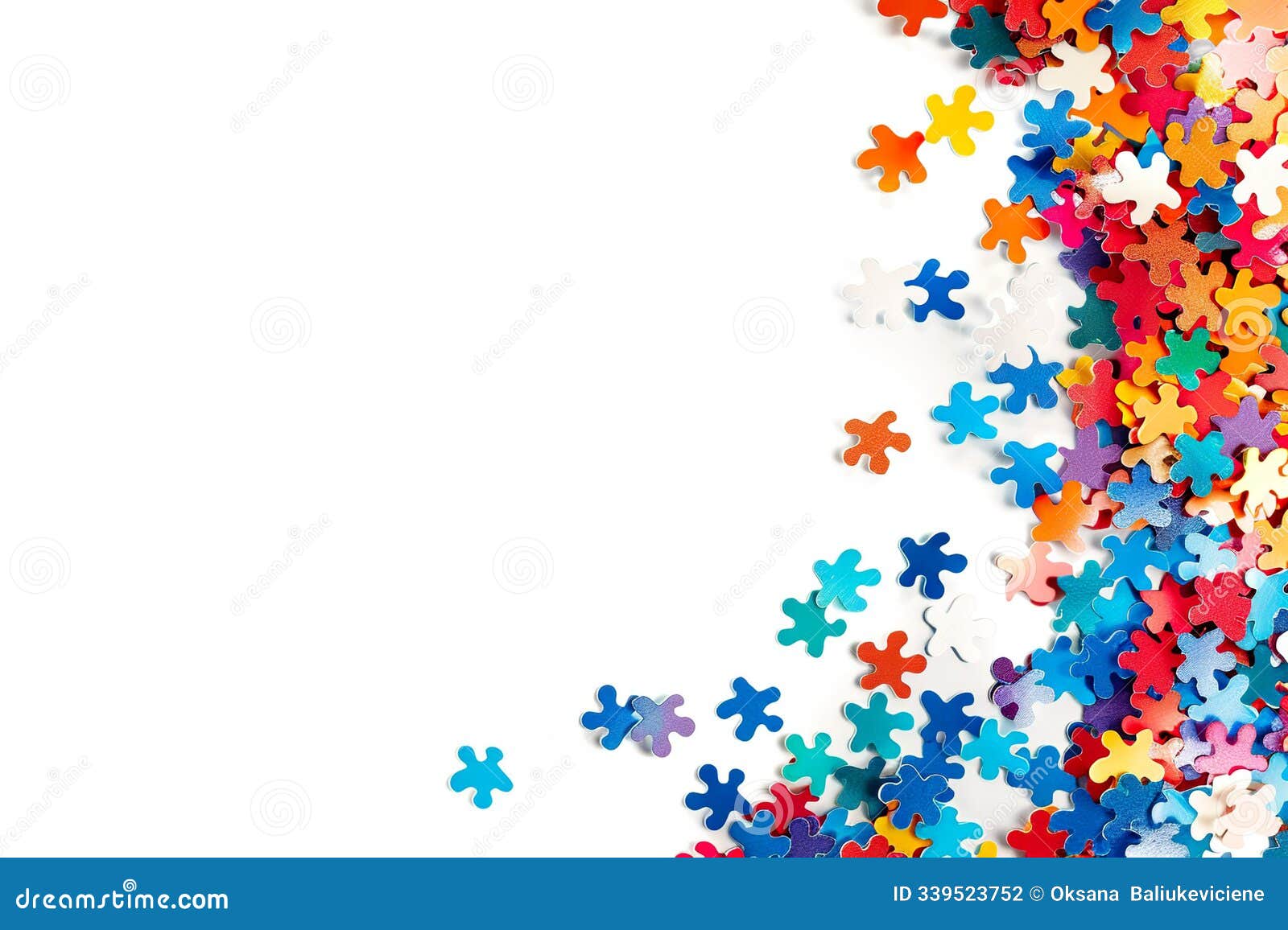 Colorful Jigsaw Puzzle Pieces Scattered on White Background Creating a ...