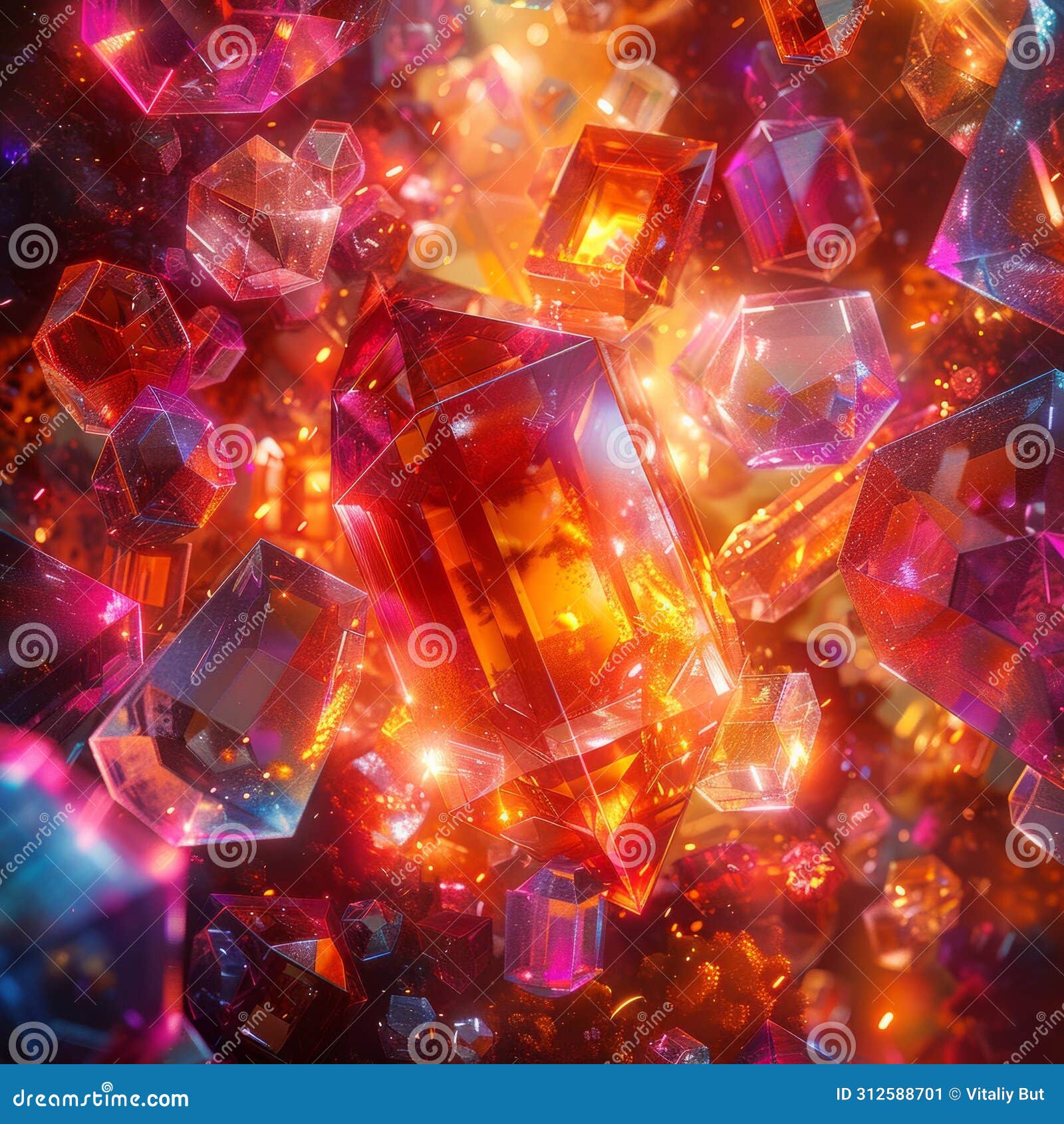 A Collection of Vibrant, Multicolored Crystals Suspended in the Air ...