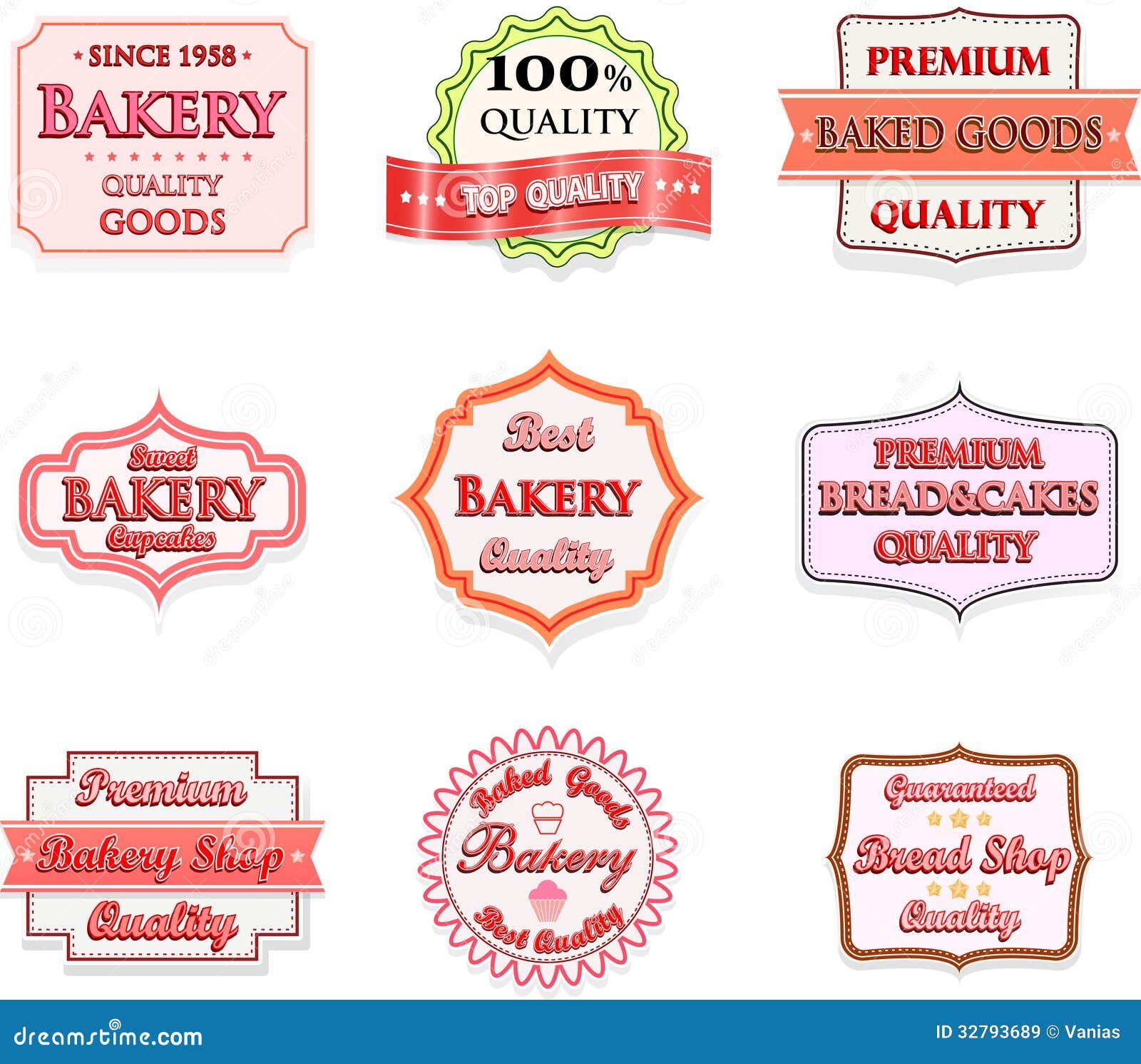 Collection of Vintage Bakery Logo Badges and Labels Stock Vector ...