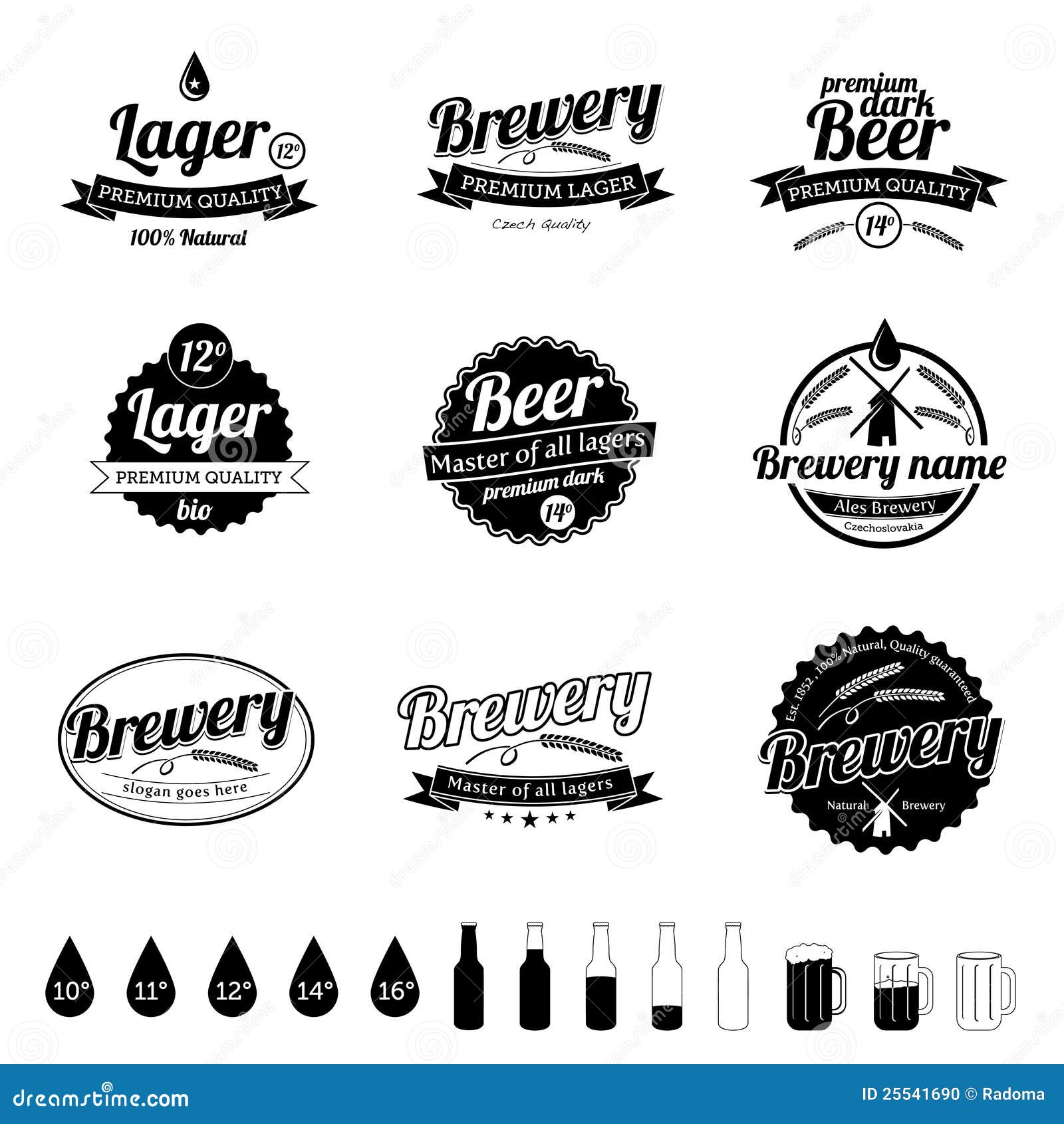 Collection of Vintage Beer Labels Stock Vector - Illustration of retro ...