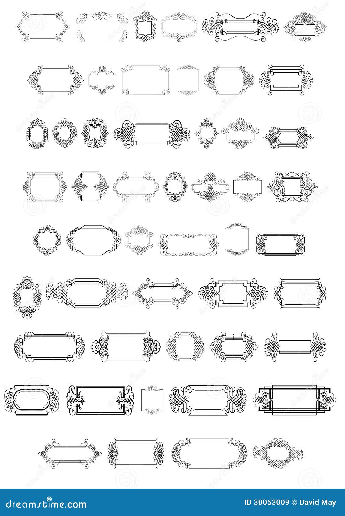 Calligraphic Borders and Frames X 48 Stock Vector - Illustration of ...