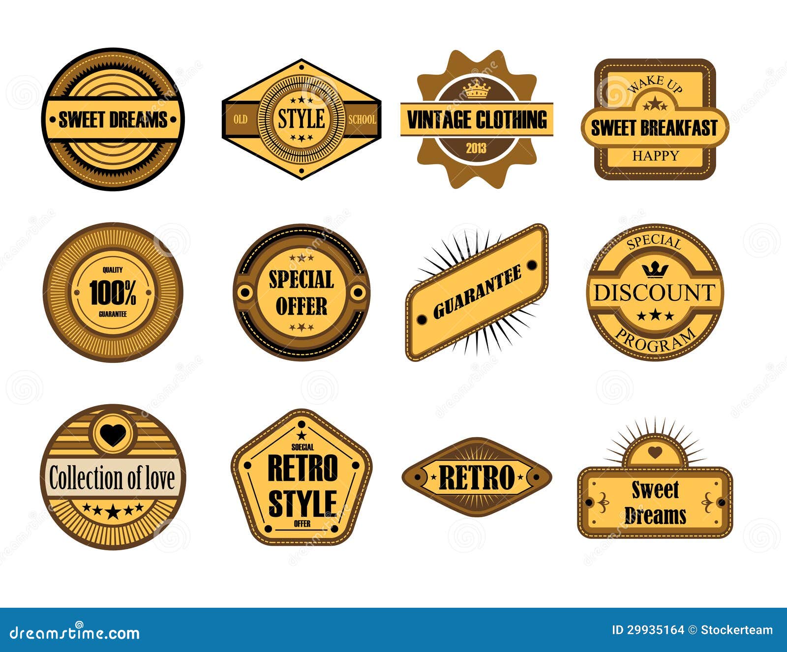 Set of Vintage Brown Labels Stock Illustration - Illustration of dreams ...