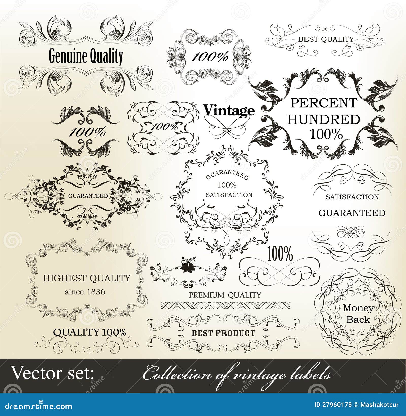 Collection of Vintage Calligraphic Ornate Labels Stock Vector ...