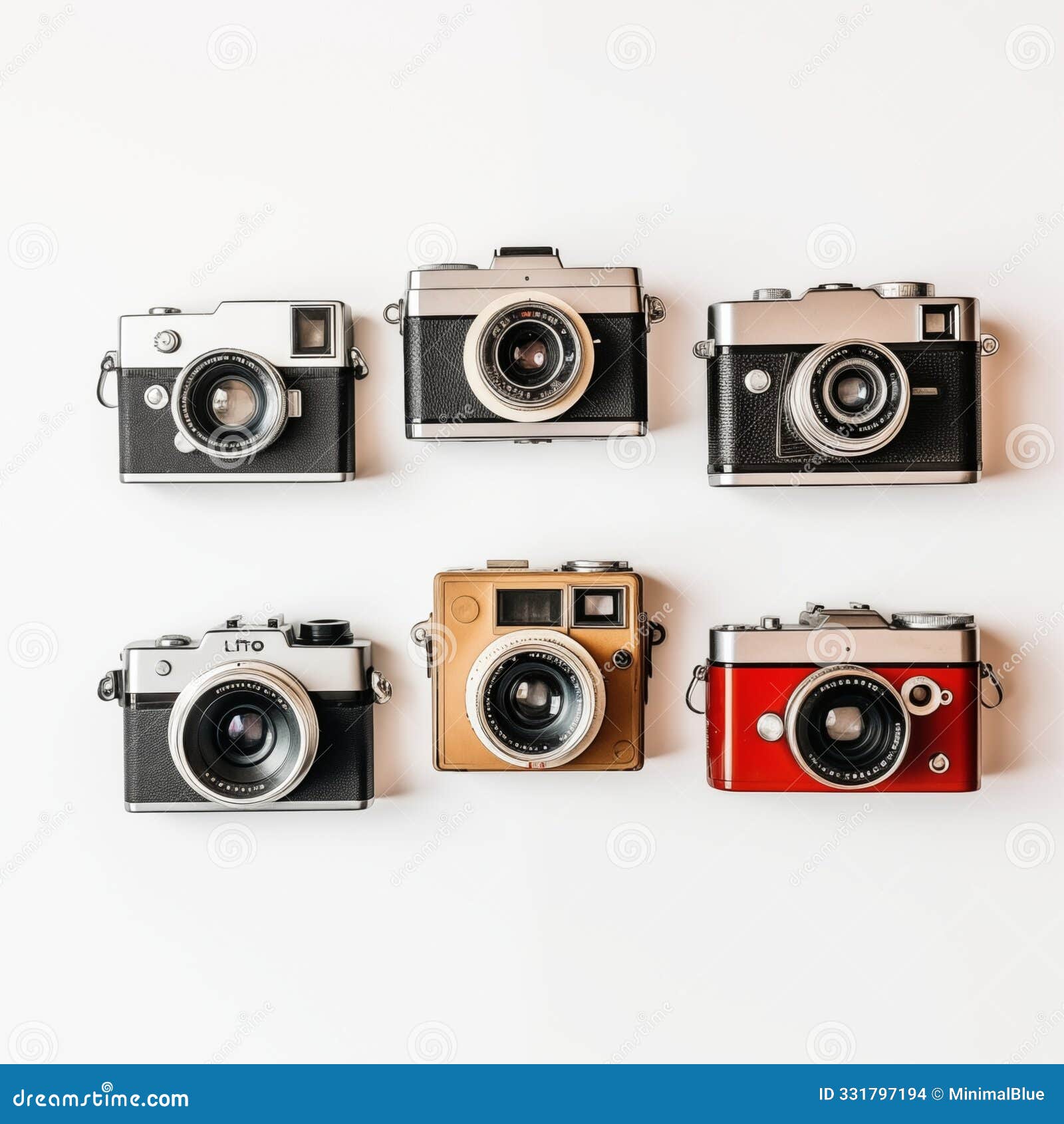 Collection of Vintage Cameras in Various Styles and Colors Stock ...