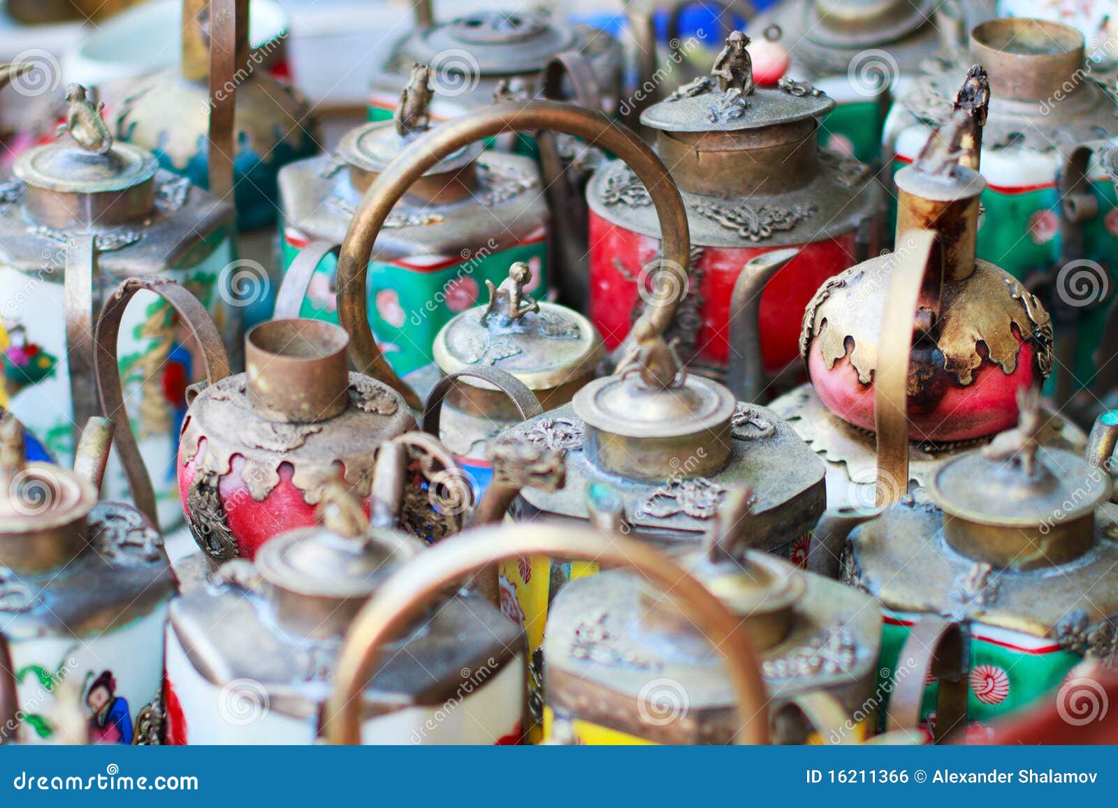 Collection of Vintage Chinese Pots Stock Photo - Image of market ...