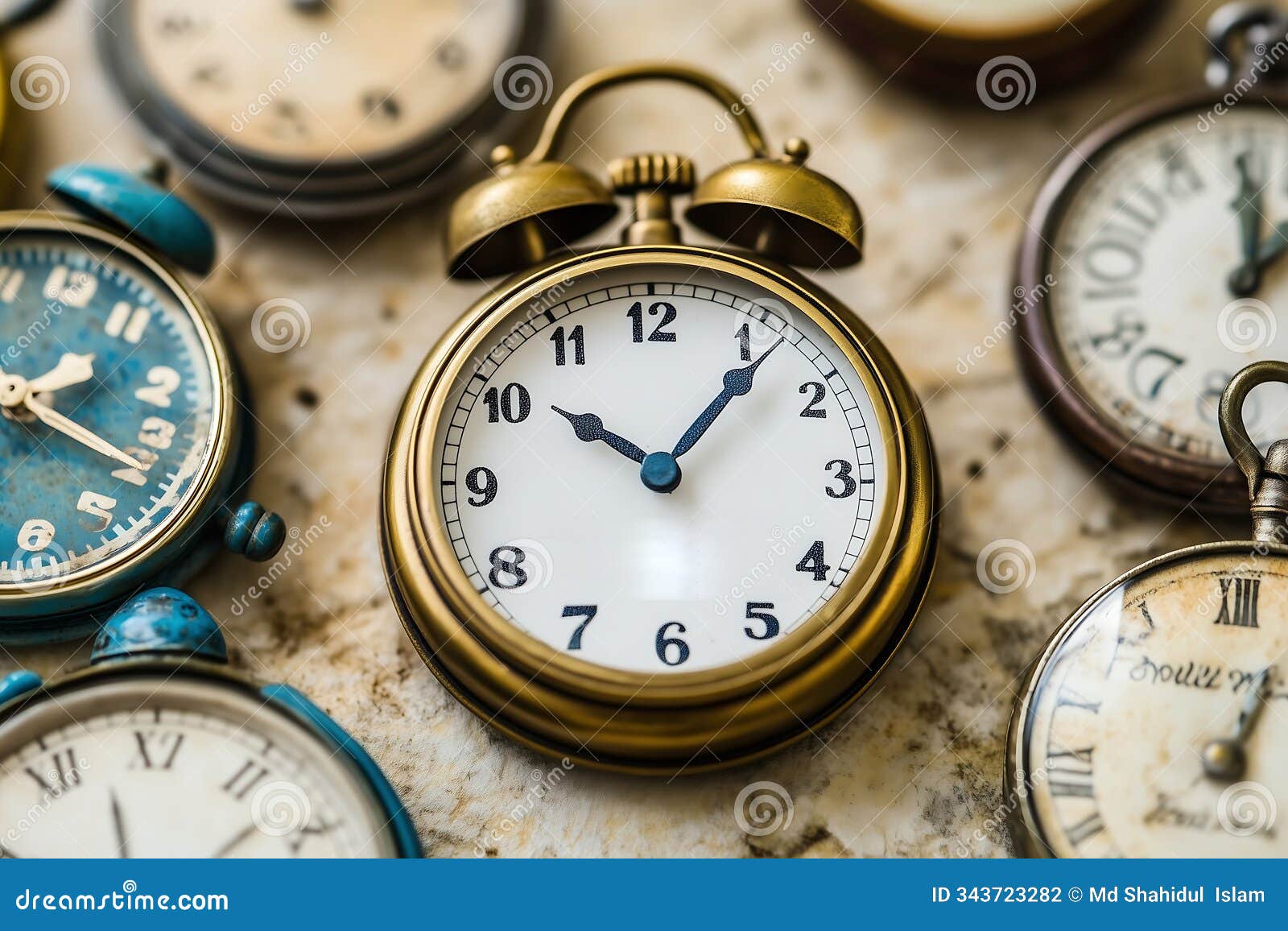 Collection of Vintage Clocks in Various Styles Stock Illustration ...