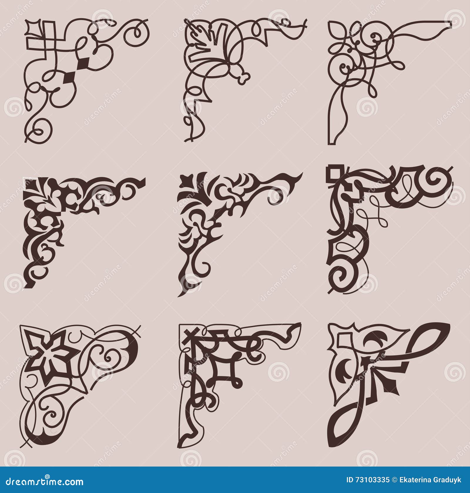 Collection Vintage Decorative Corner with Floral Elements for Design ...