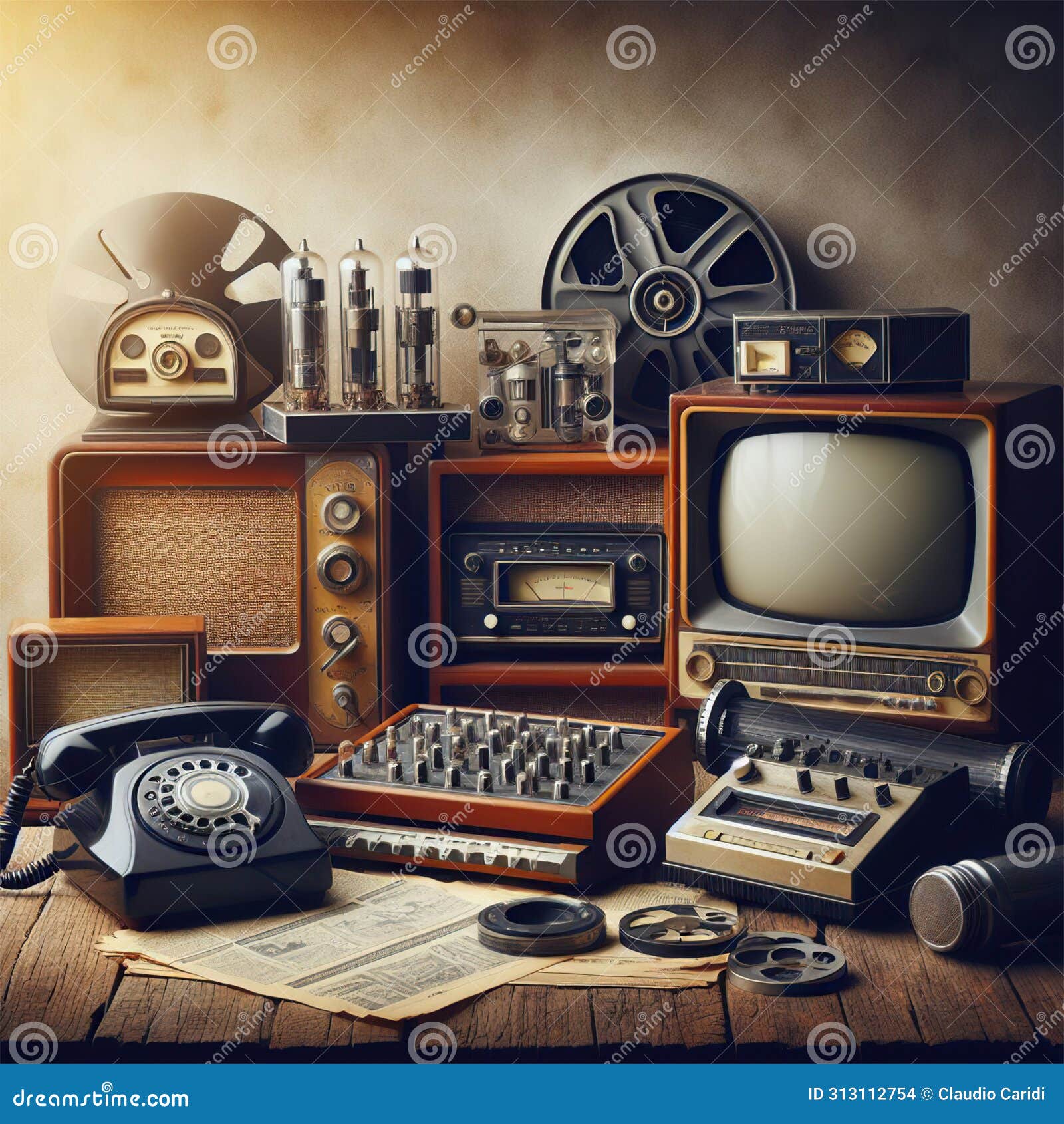 A Collection of Vintage Electronic Objects from the 1960s Stock ...