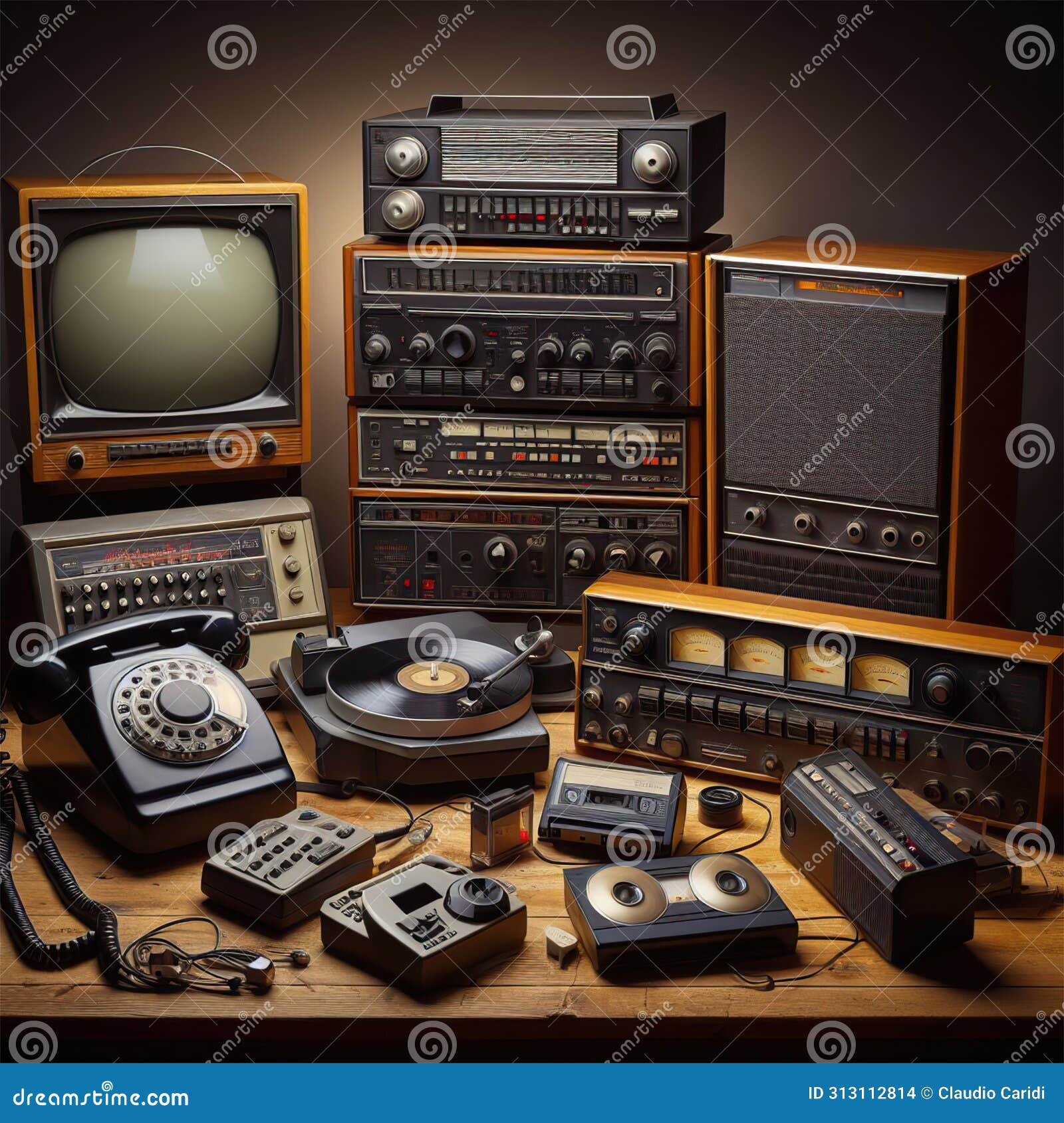 A Collection of Vintage Electronic Objects from the 1970s Stock ...