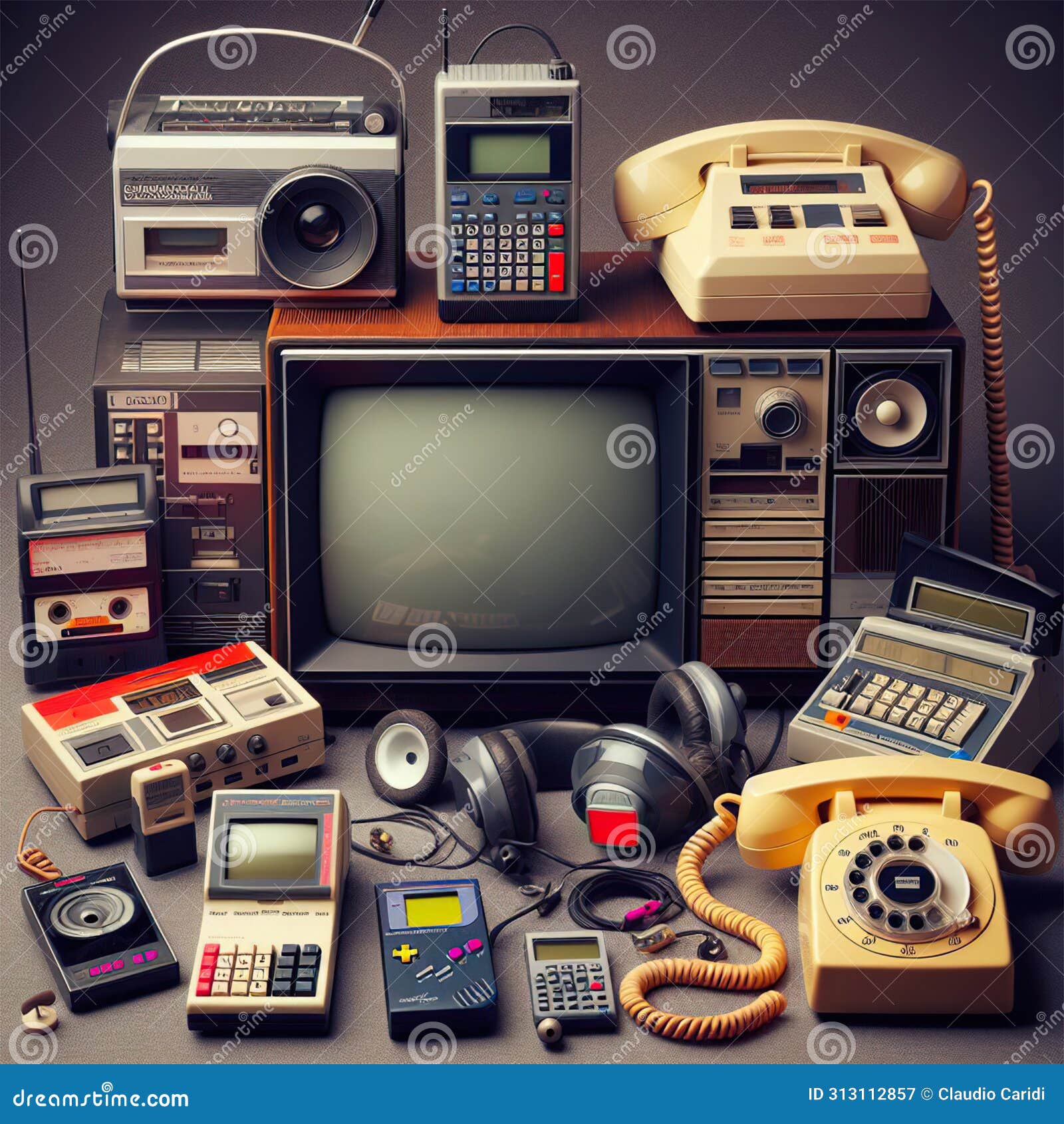 A Collection of Vintage Electronic Objects from the 1980s Stock ...