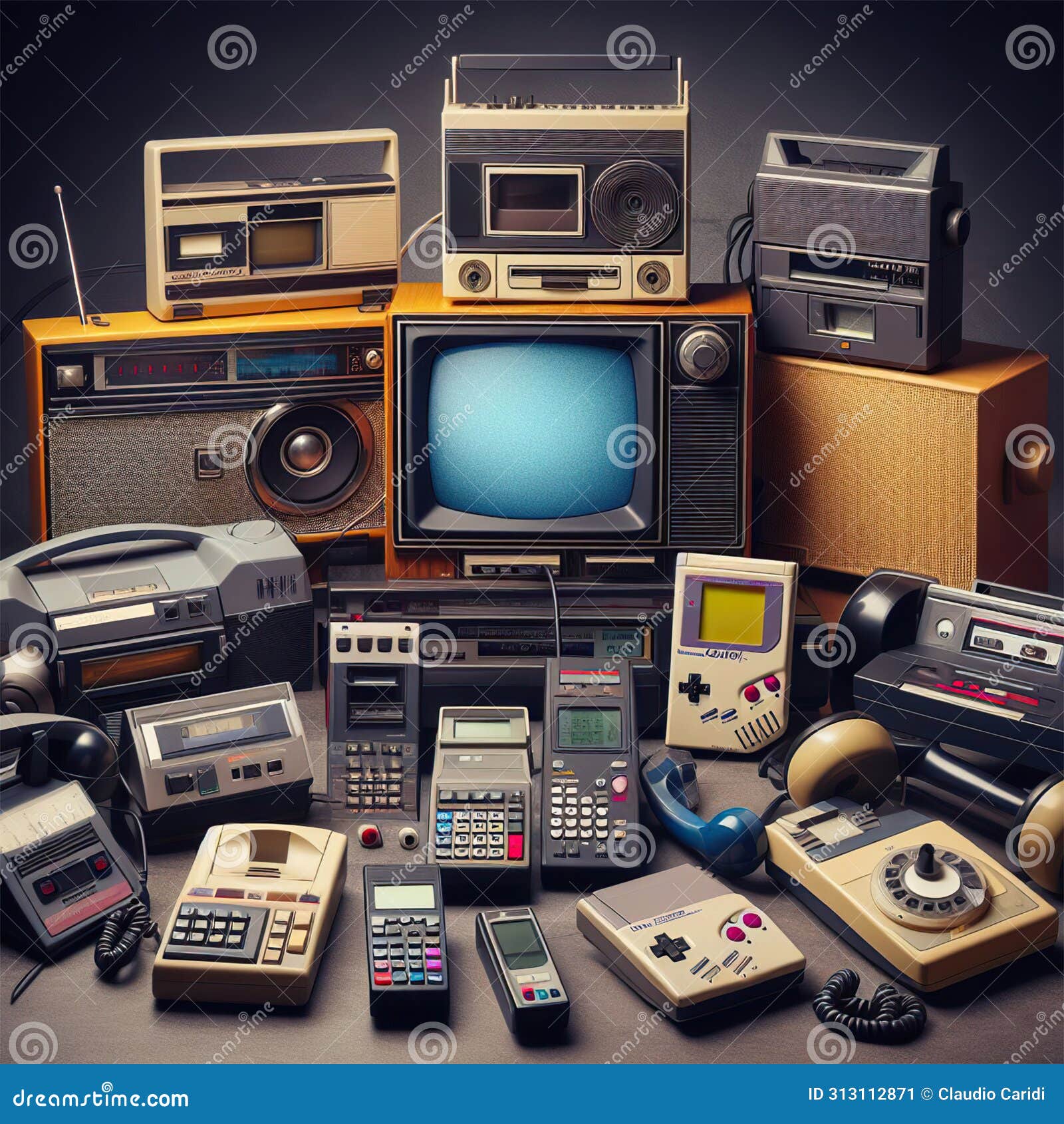 A Collection of Vintage Electronic Objects from the 1980s Stock ...
