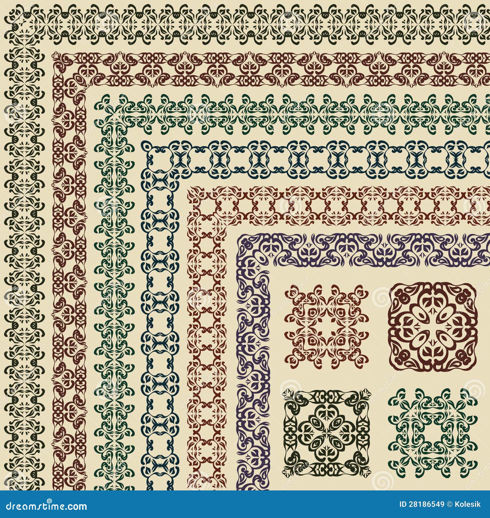 Collection of Vintage Frames and Elements Stock Vector - Illustration ...