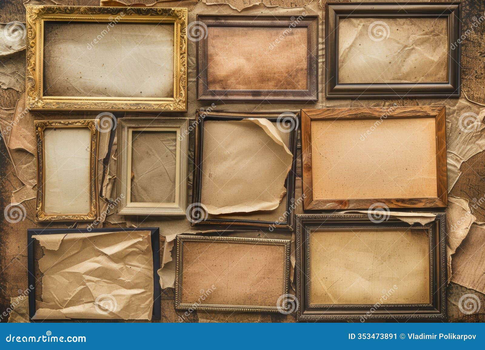 Collection of Vintage Frames on a Wall, Ideal for Interior Design ...