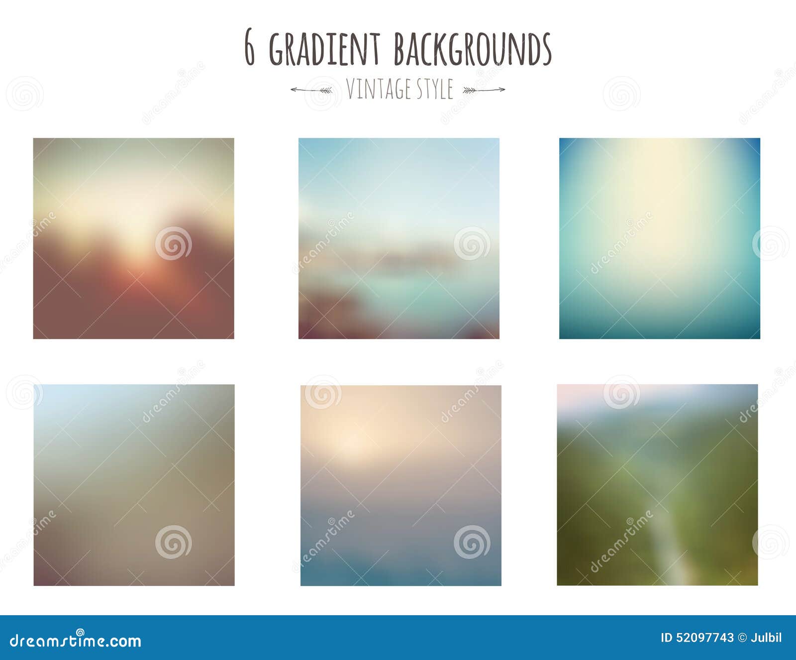 Collection of 6 Vintage Gradient Backgrounds Stock Vector ...