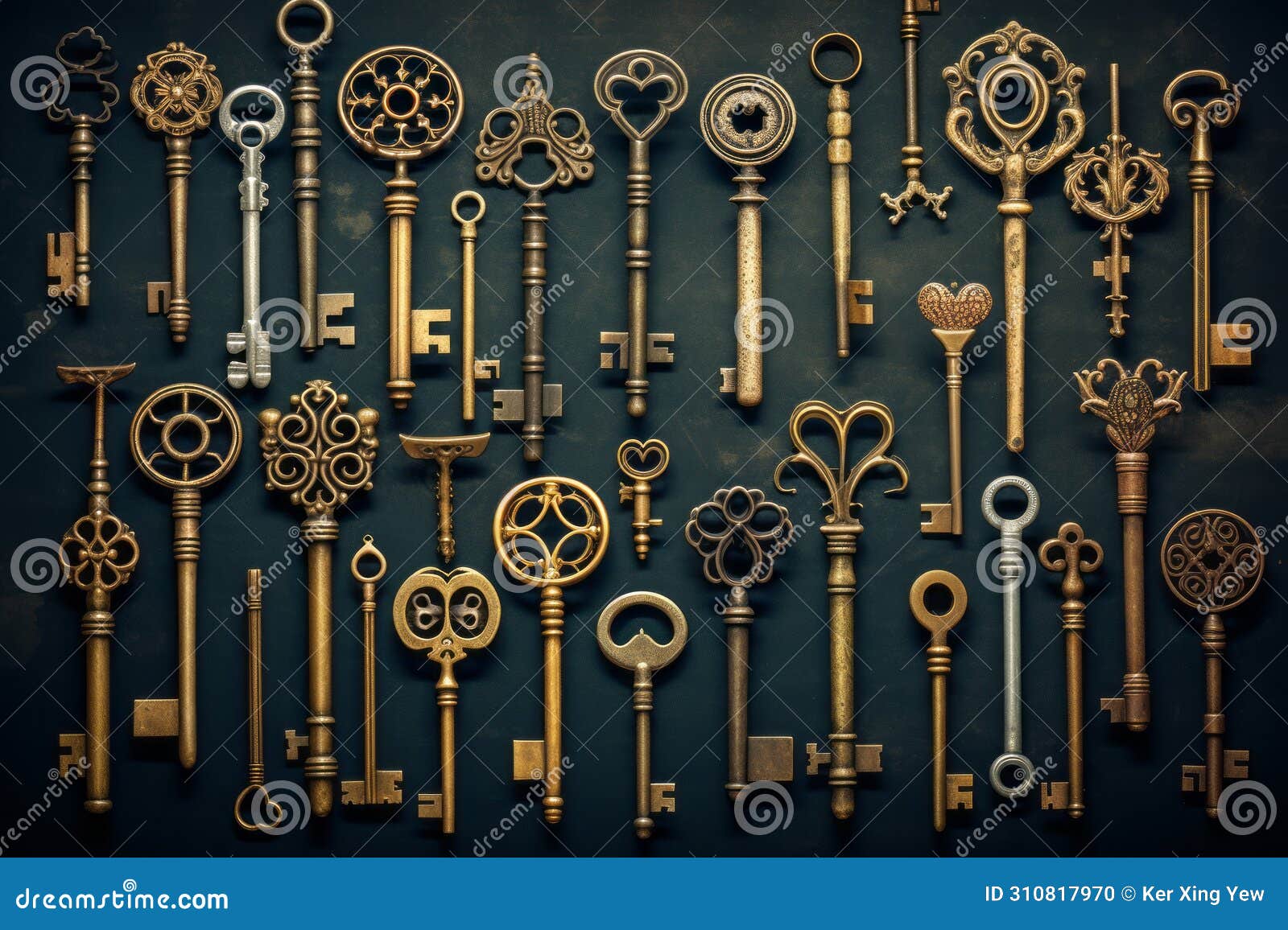 A Collection of Vintage Keys of Various Shapes and Sizes Stock ...