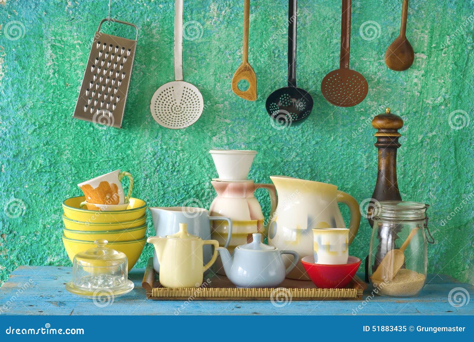 Collection of Vintage Kitchenware Stock Image - Image of instrument ...
