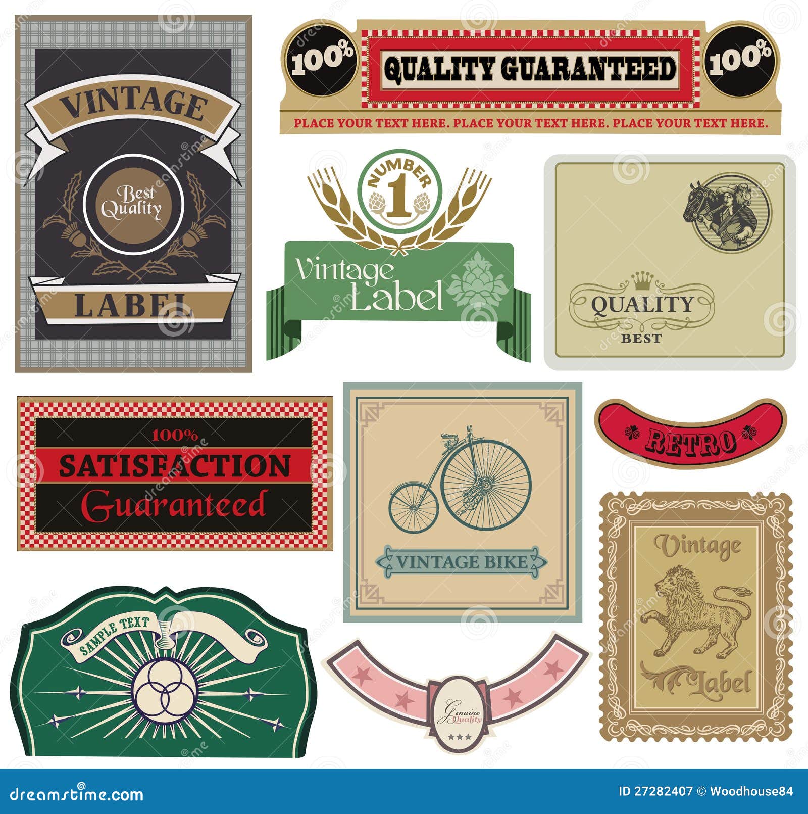 Collection of Vintage Labels Stock Vector - Illustration of collection ...