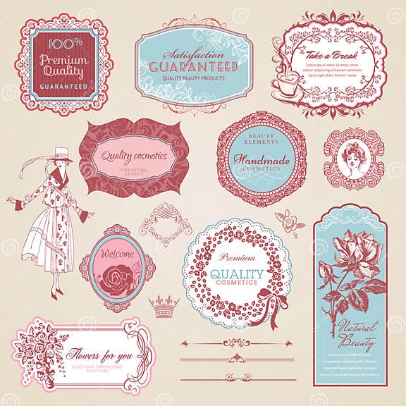 Collection of Vintage Labels and Elements Stock Vector - Illustration ...