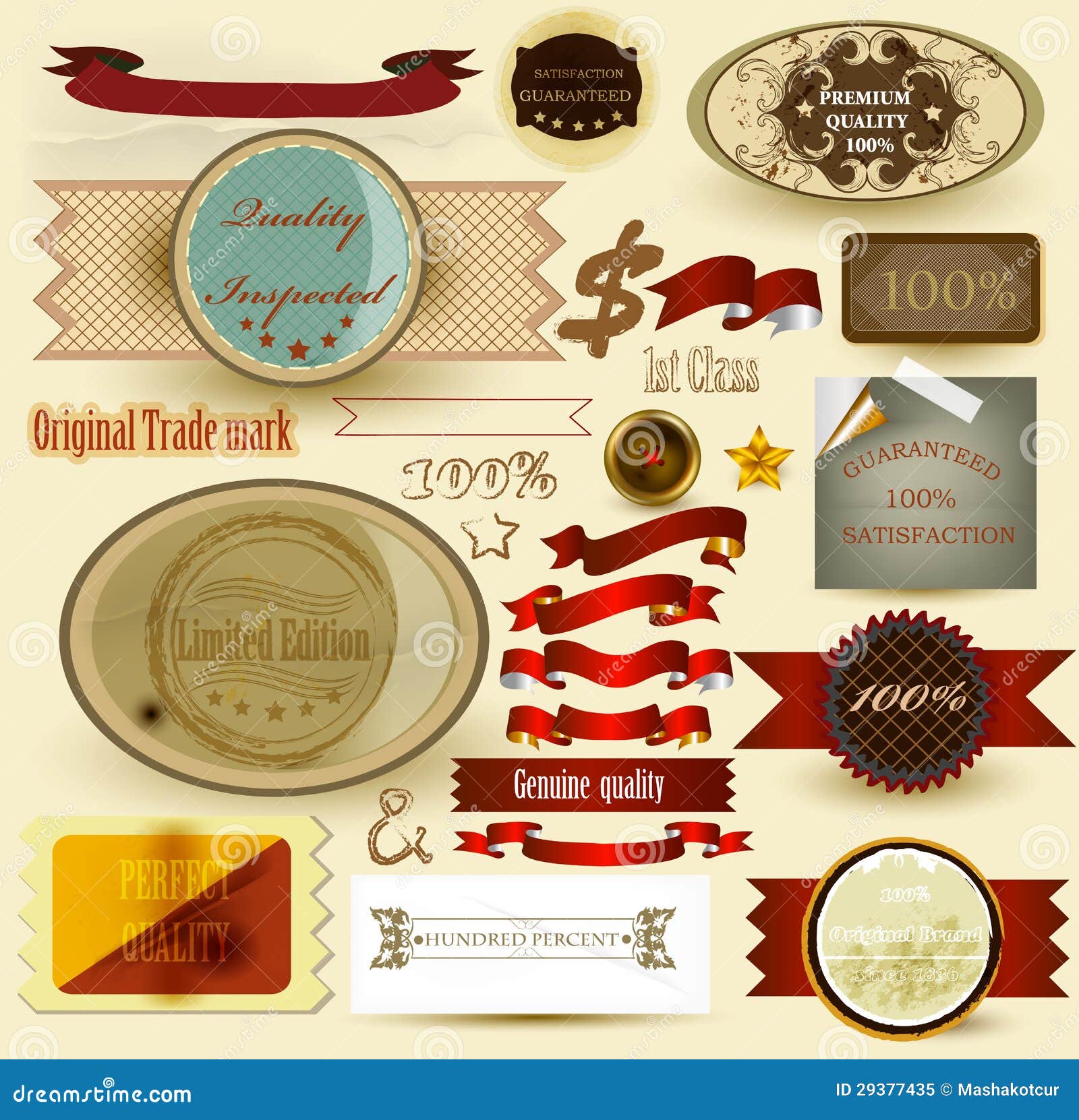 Collection of Vintage Labels and Ribbons for Design Stock Vector ...