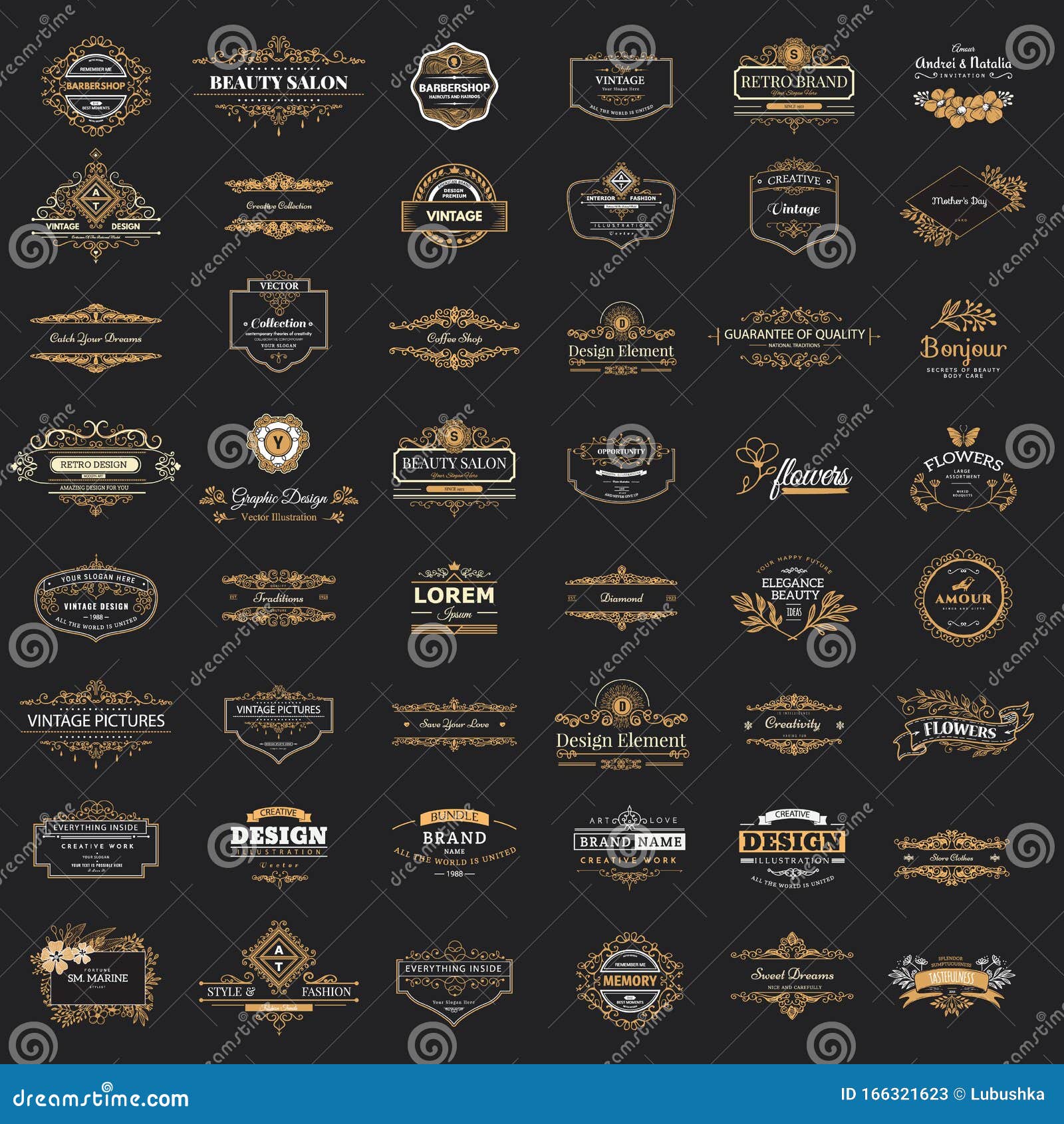 Collection of Vintage Logos and Symbols. Stock Vector - Illustration of ...