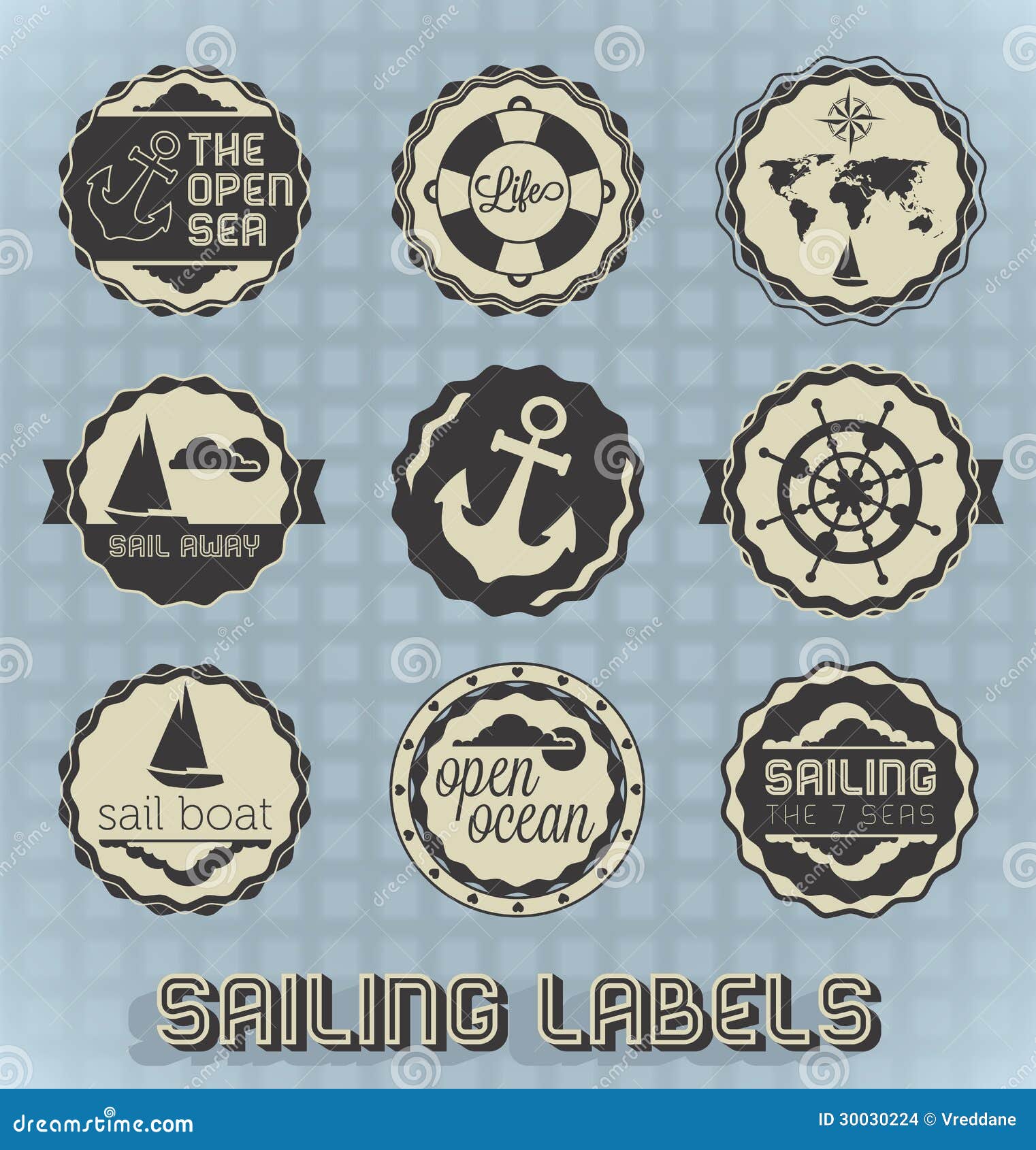 Retro Style Sailing Labels and Icons Stock Vector - Illustration of ...