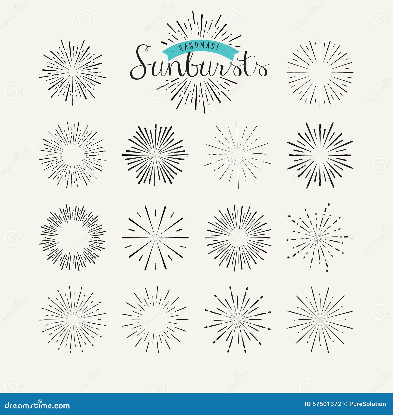 Collection of Vintage Sunburst Design Elements Stock Vector ...