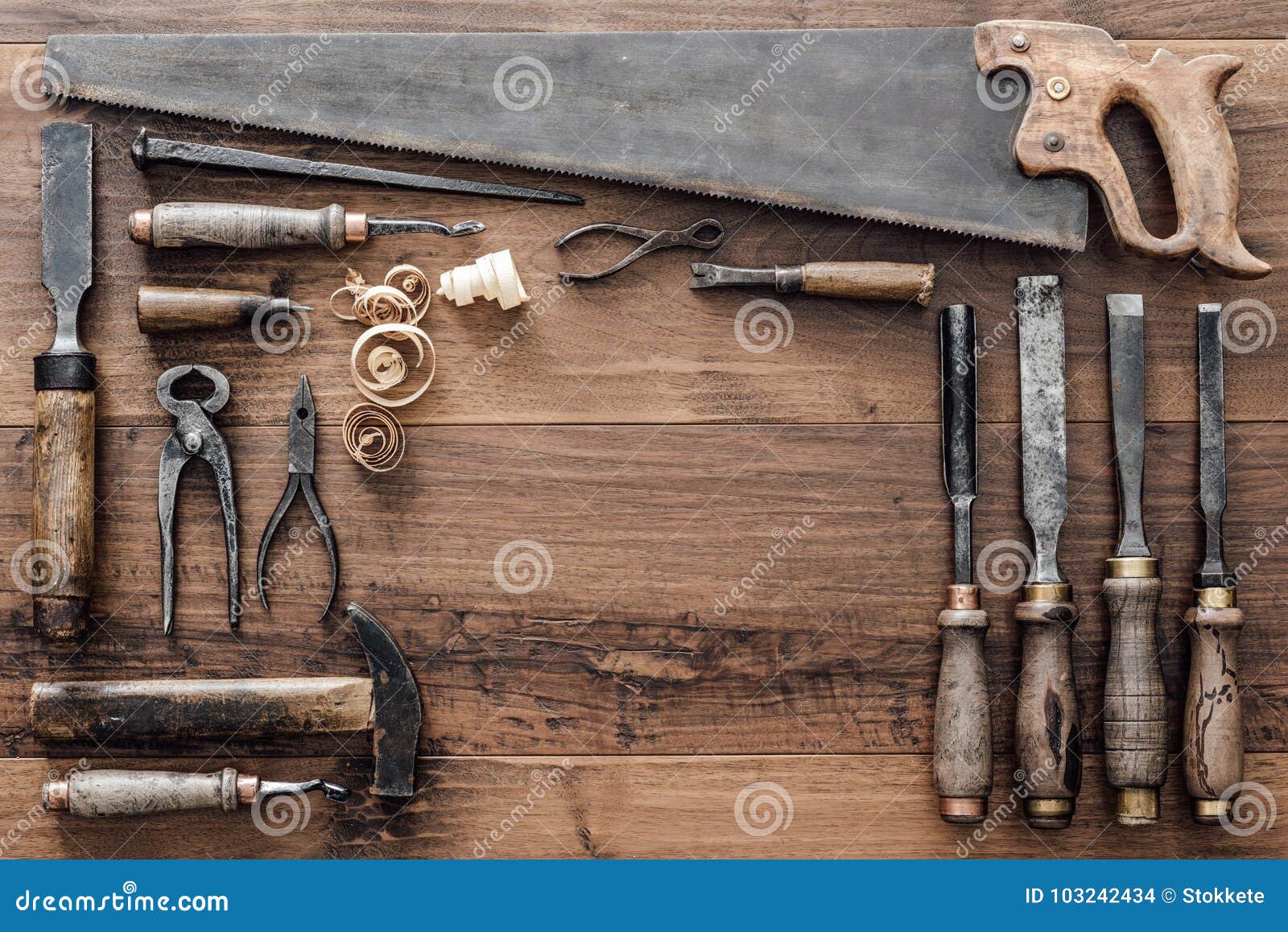 Collection of Vintage Woodworking Tools Stock Photo - Image of shavings ...