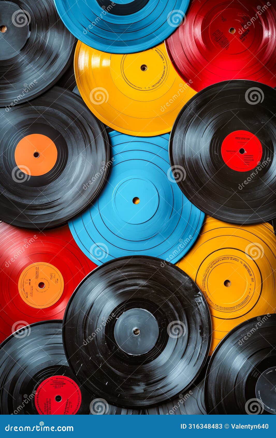 Collection of Vinyl Records in Different Colors. Generative AI Stock ...