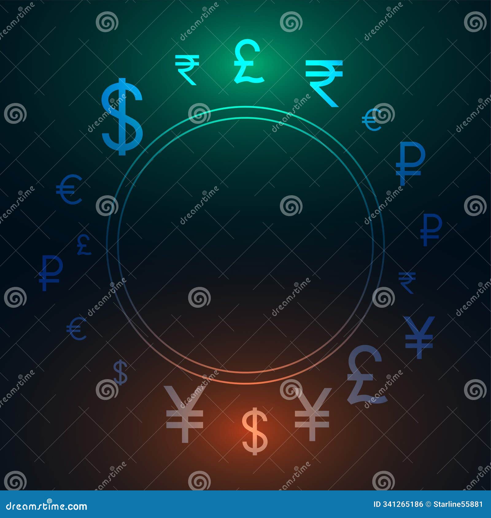 Collection of Virtual Foreign Currency Symbol Background with Empty ...